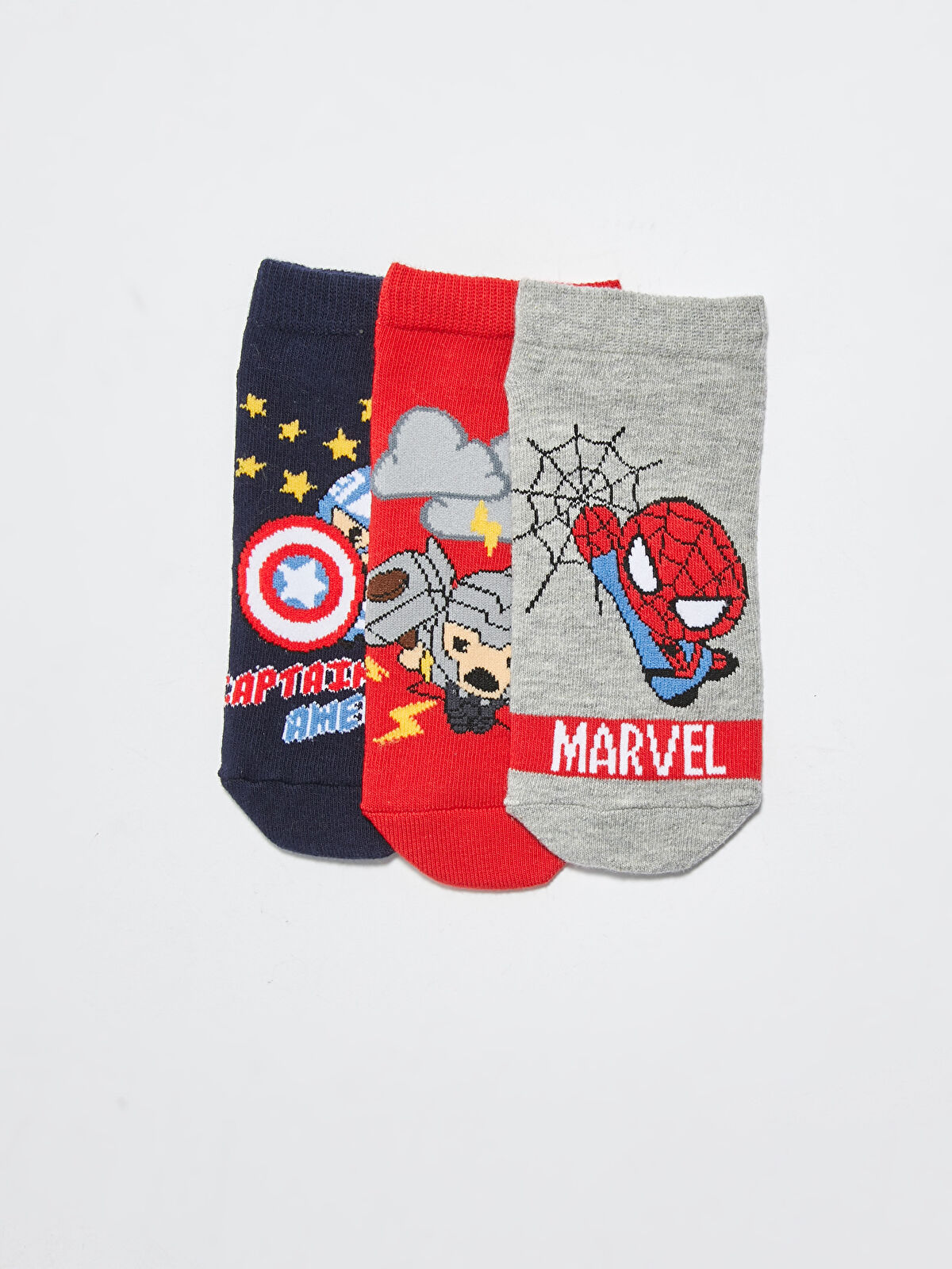 Avengers Desenli Erkek Çocuk Patik Çorap 3'lü