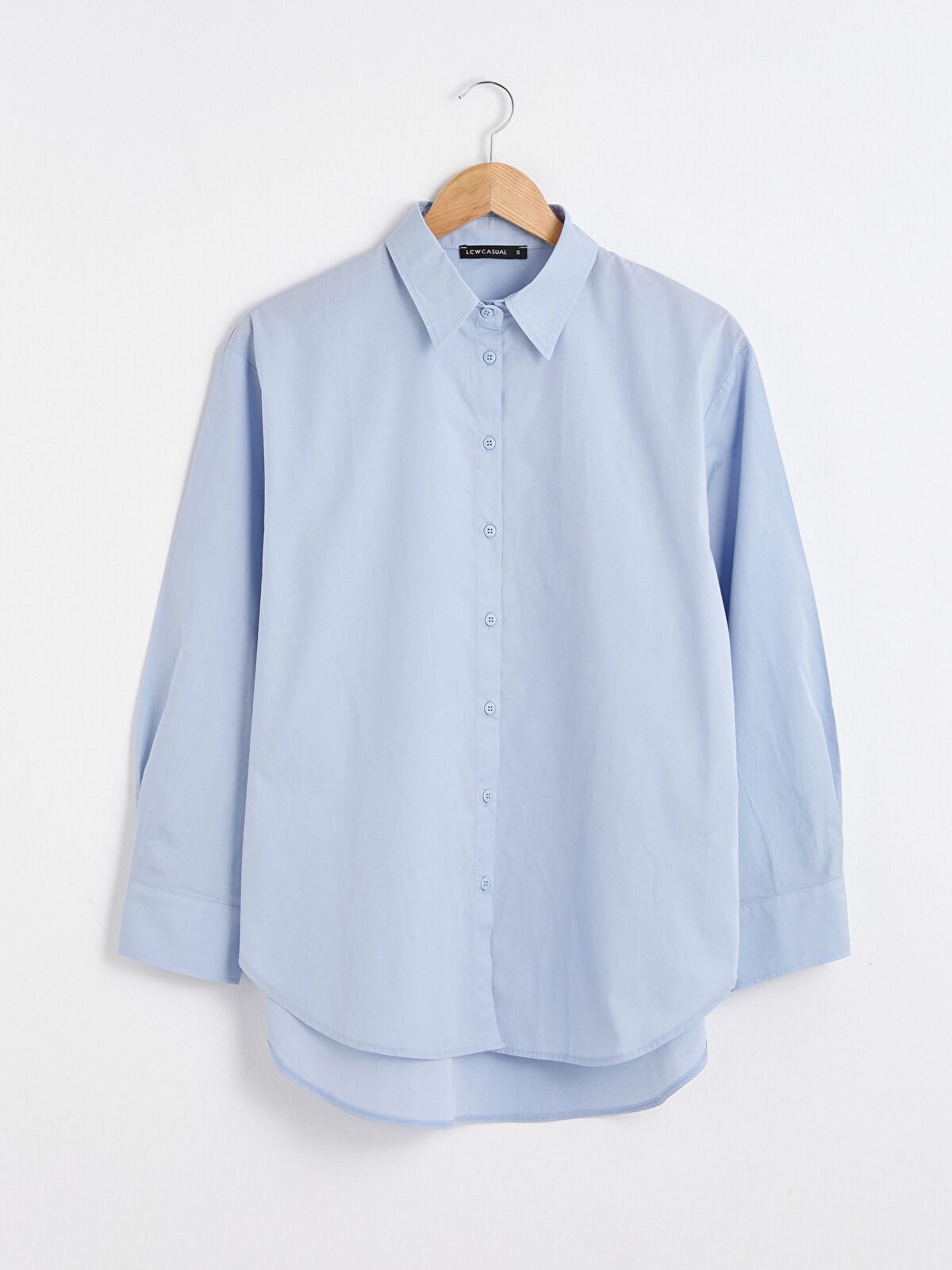 LCW CASUAL Uzun Kollu Düz Oversize Poplin Kadın Gömlek