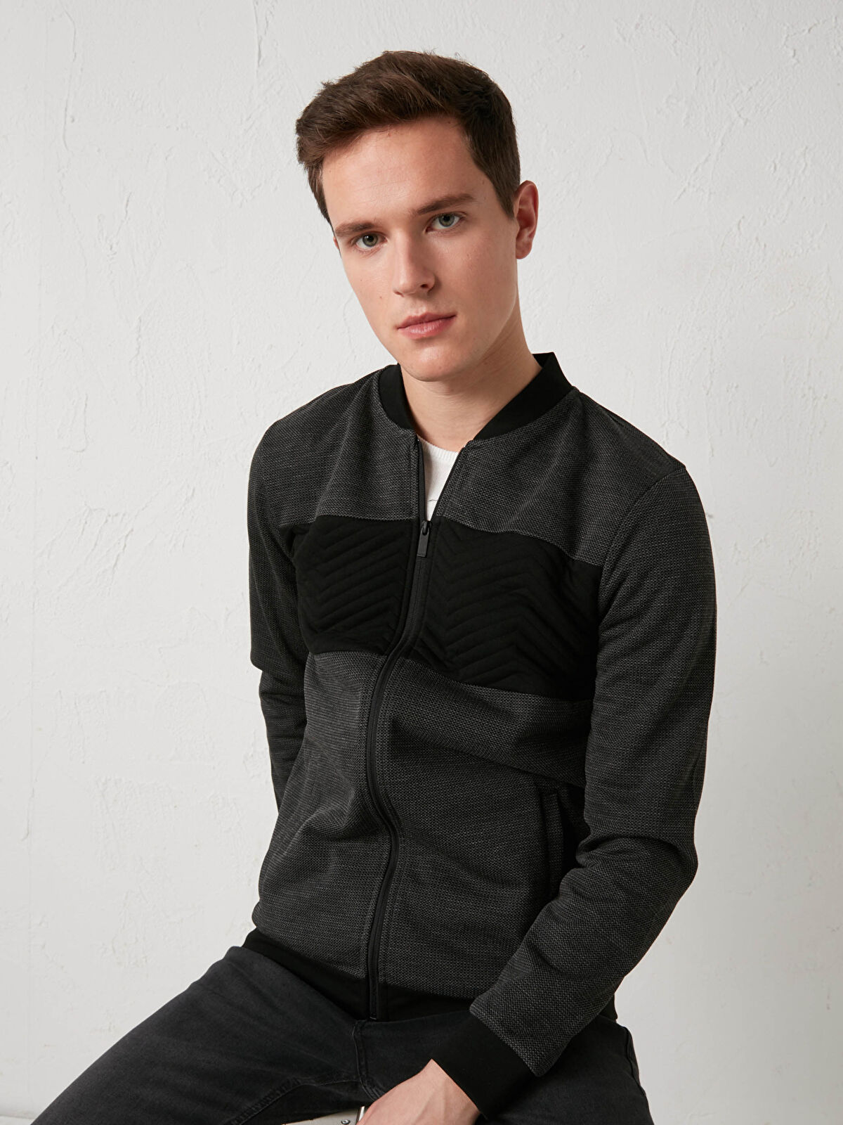 LCW VISION Slim Fit Jakarlı Bomber Hırka