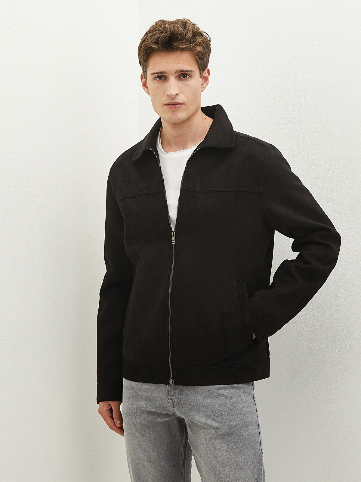 LCW CASUAL Slim Fit Gömlek Yaka Erkek Süet Mont