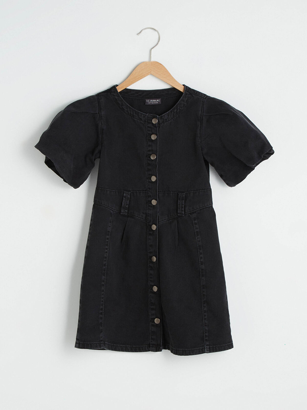 Bisiklet Yaka Düğme Detaylı Kısa Kollu Kız Çocuk Jean Elbise Bisiklet Yaka Düğme Detaylı Kısa Kollu Kız Çocuk Jean Elbise