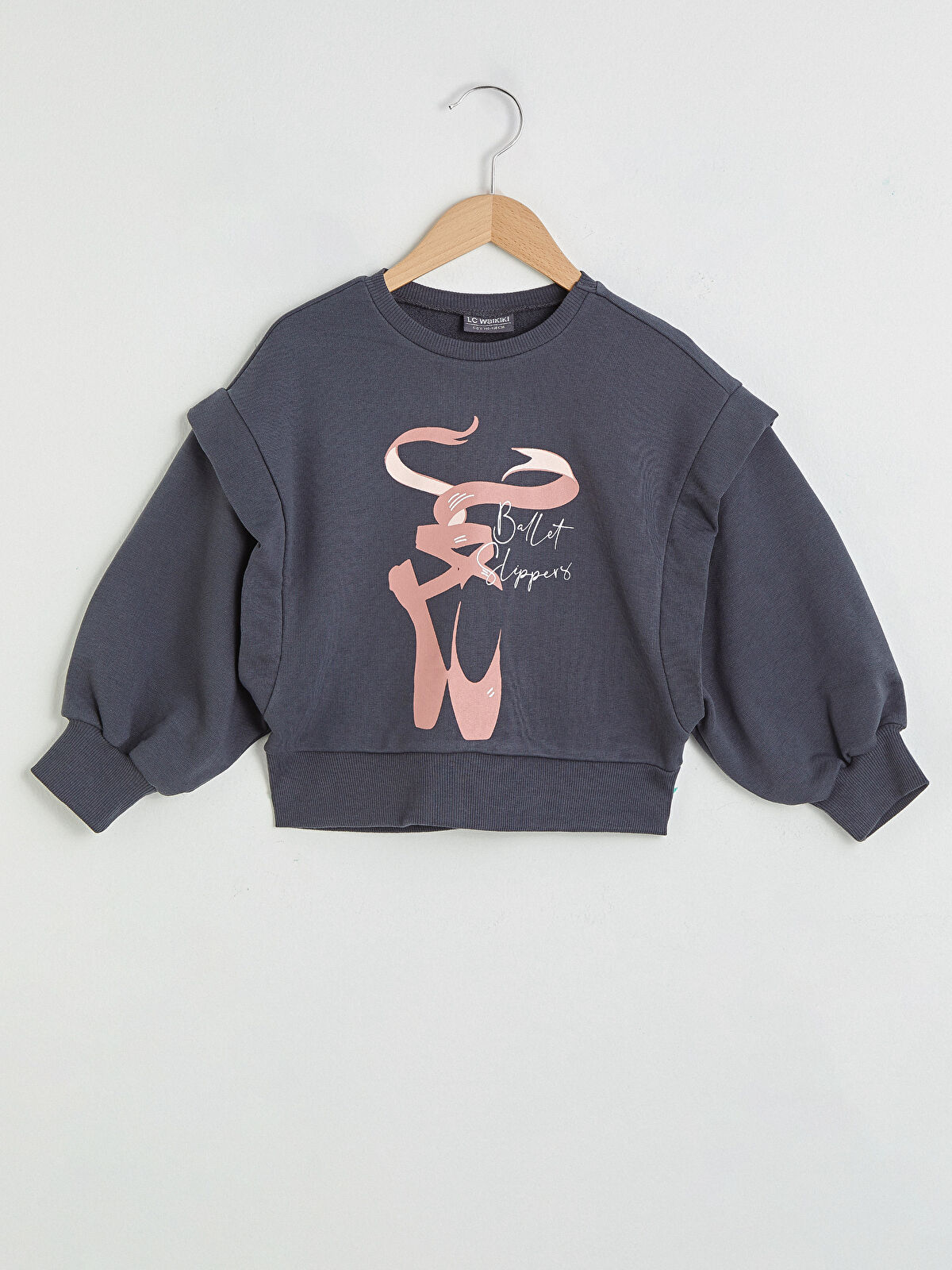 Bisiklet Yaka Bale Baskılı Uzun Kollu Kız Çocuk Sweatshirt Bisiklet Yaka Bale Baskılı Uzun Kollu Kız Çocuk Sweatshirt