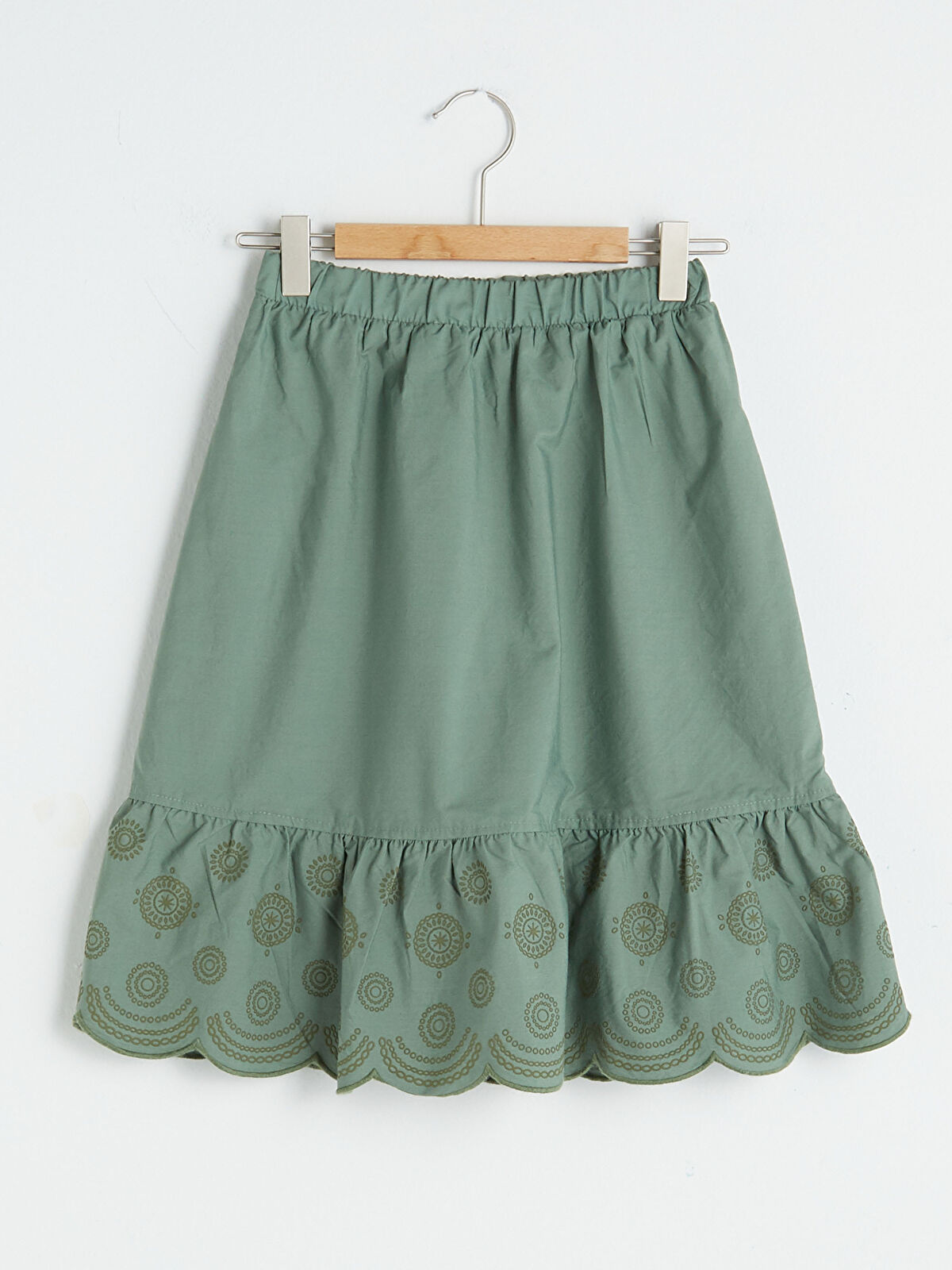 Beli Lastikli Baskılı Poplin Kız Çocuk Etek