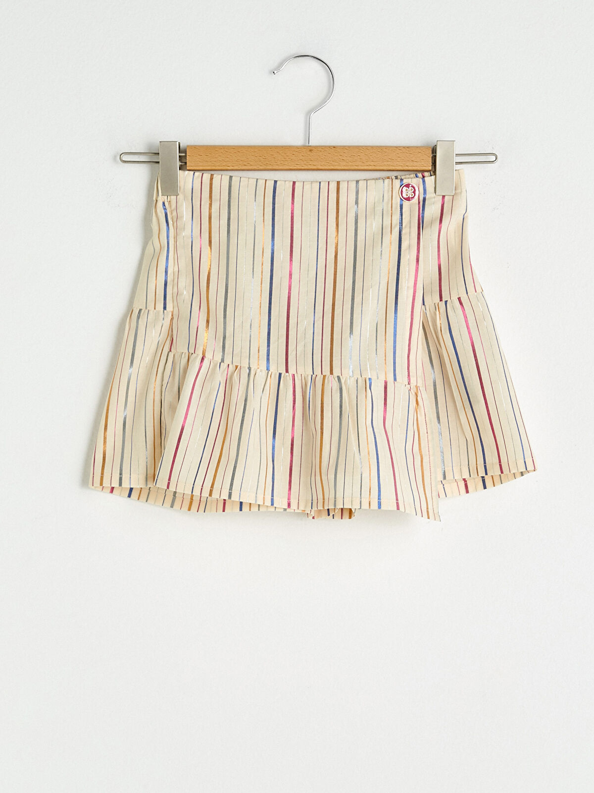 Çizgili Poplin Kız Çocuk Şort Etek
