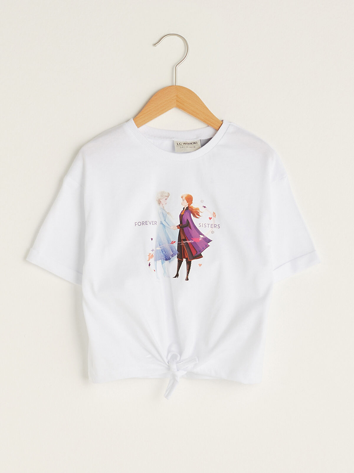 Bisiklet Yaka Frozen Baskılı Kısa Kollu Kız Çocuk Tişört