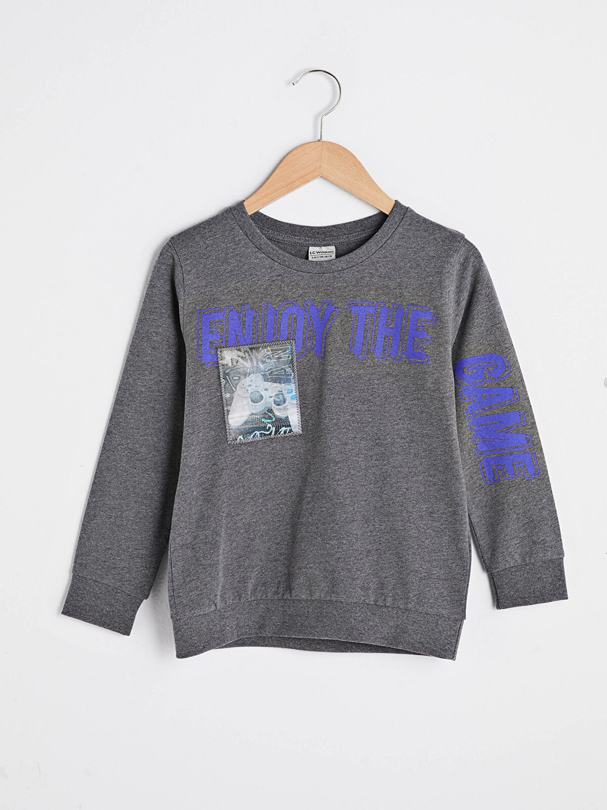 Bisiklet Yaka Hologram Baskılı Uzun Kollu Erkek Çocuk Tişört