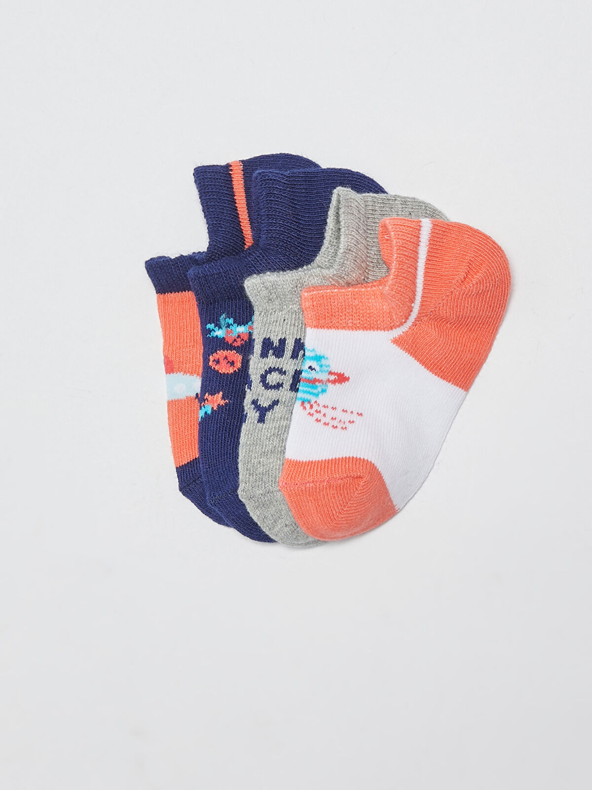 Baskılı Erkek Bebek Sneaker Çorap 4'lü