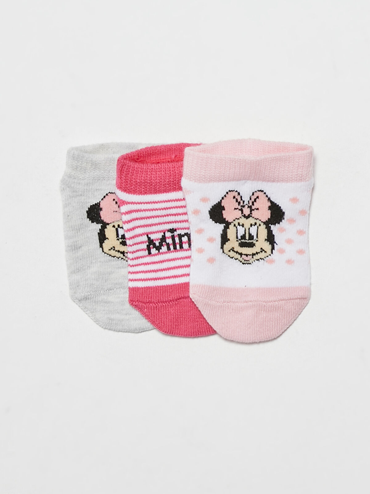 Minnie Mouse Baskılı Kız Bebek Sneaker Çorap 3'lü