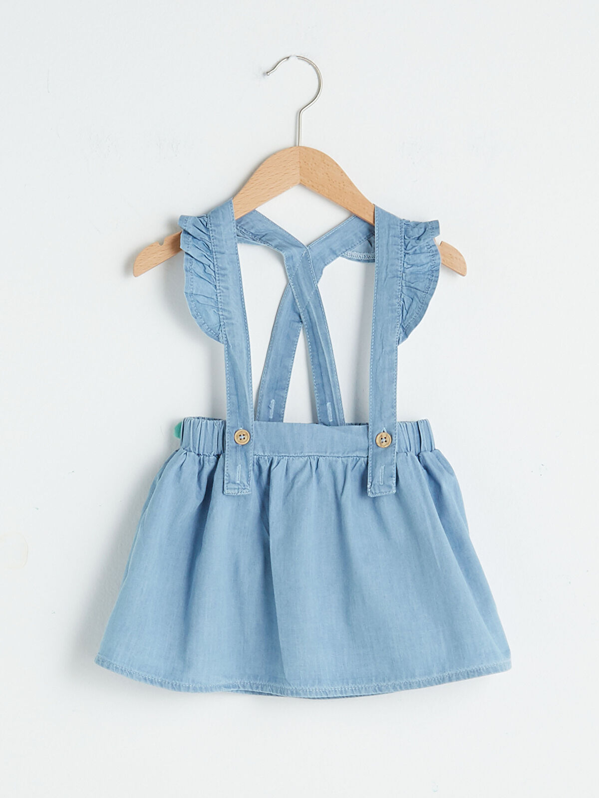 LCW GREEN Basic Kız Bebek Jean Elbise