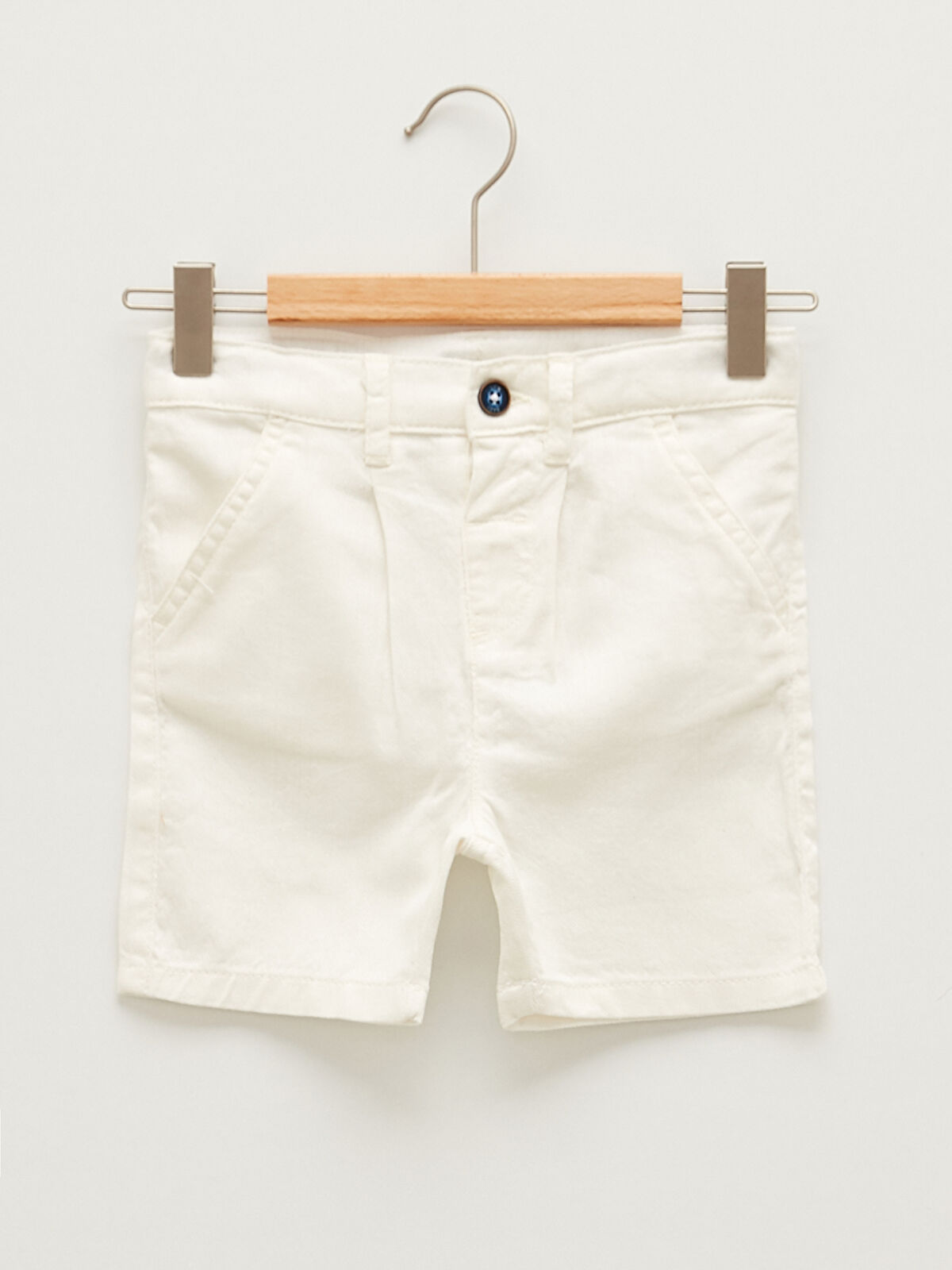 Beli Lastikli Basic Gabardin Erkek Bebek Şort