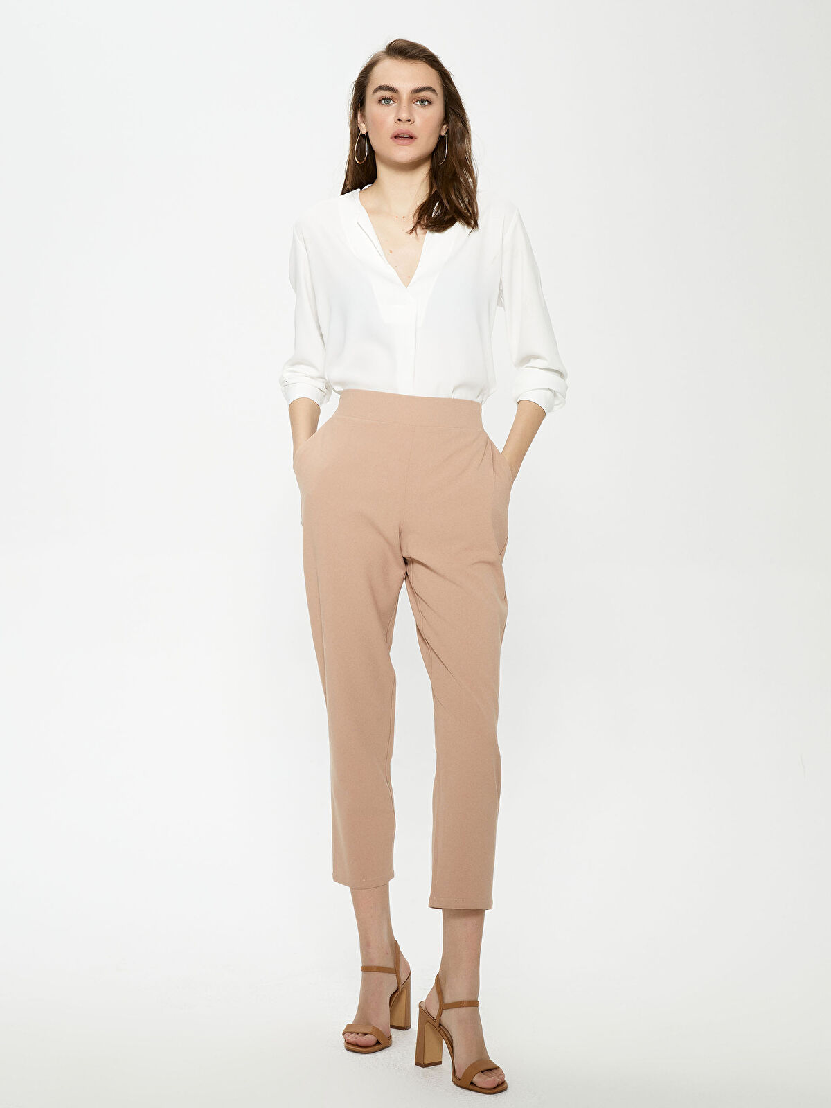 LCW BASIC Beli Lastikli Bilek Boy Pantolon