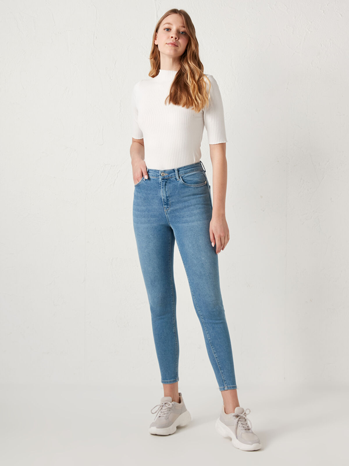 Yüksek Bel Ekstra Dar Fit Kadın Rodeo Jean Pantolon