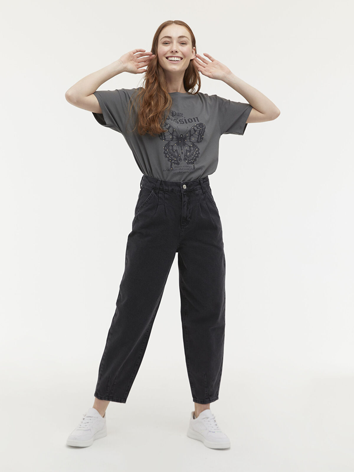 Yüksek Bel Bilek Boy Düz Paça Jean Pantolon