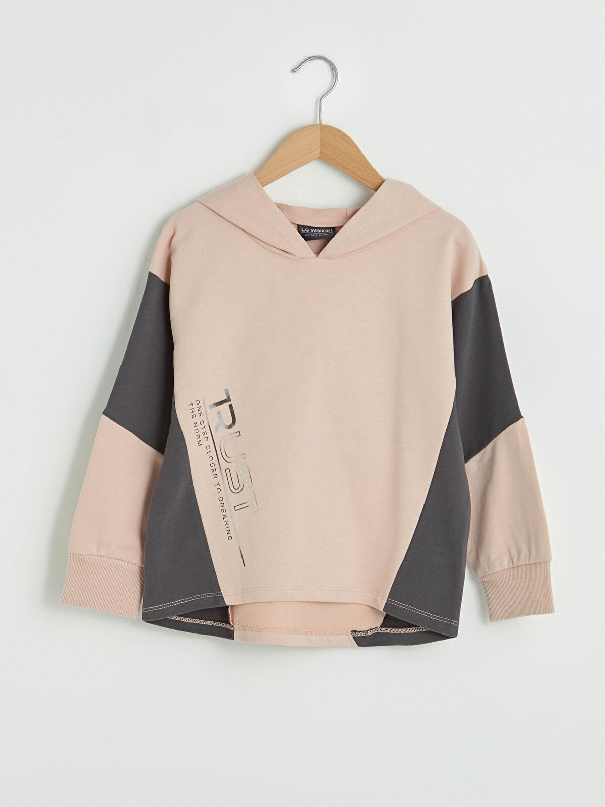 Kapüşonlu Baskılı Renk Bloklu Uzun Kollu Kız Çocuk Sweatshirt Kapüşonlu Baskılı Renk Bloklu Uzun Kollu Kız Çocuk Sweatshirt