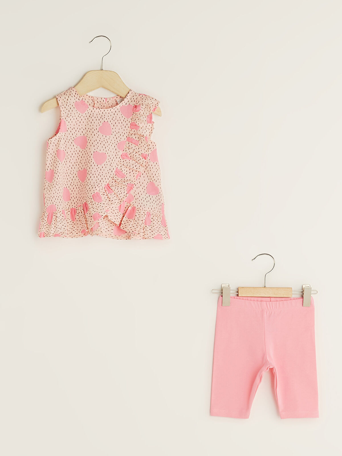 Bisiklet Yaka Baskılı Kız Bebek Bluz ve Tayt 2'li Takım