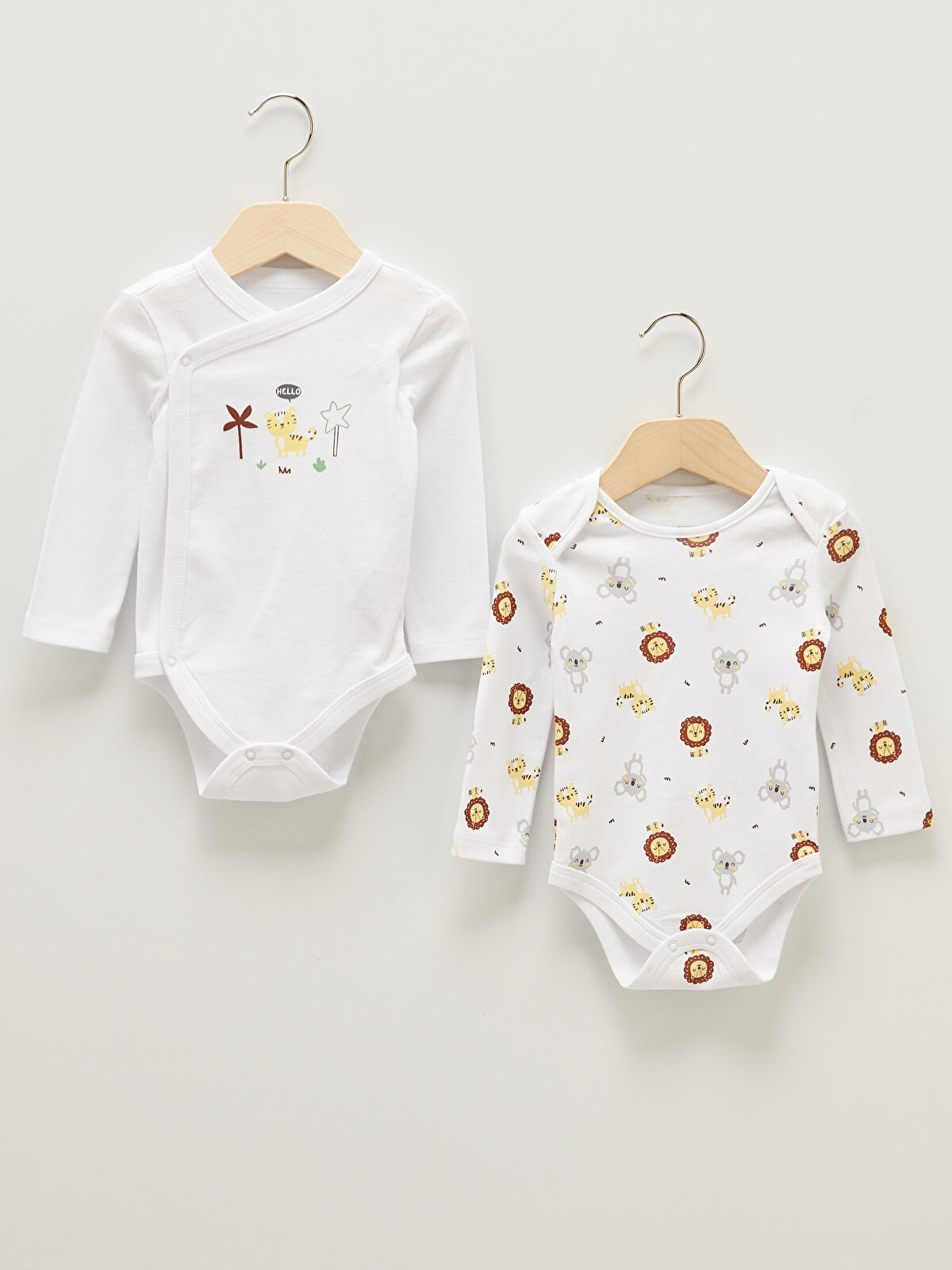 Uzun Kollu Baskılı Unisex Bebek Çıtçıtlı Body 2'li