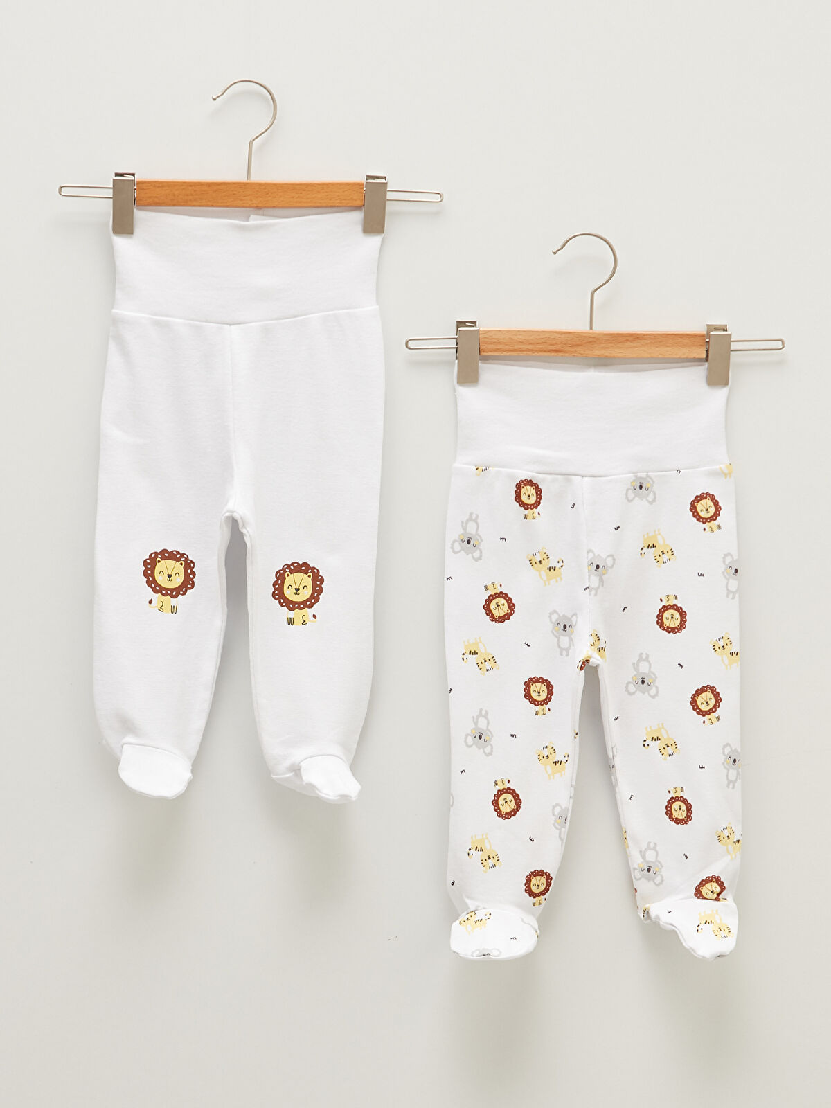 Beli Ribanalı Baskılı Patikli Unisex Bebek Pantolon 2'li