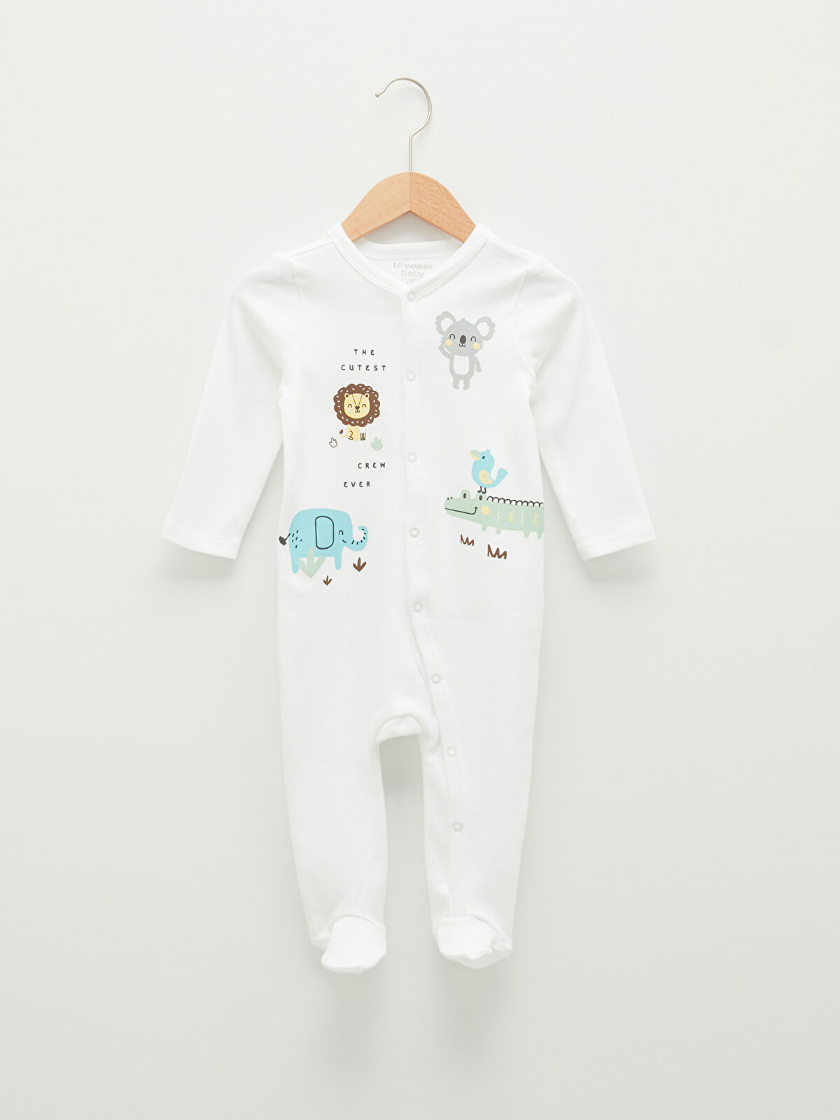 V Yaka Baskılı Pamuklu Unisex Bebek Tulum