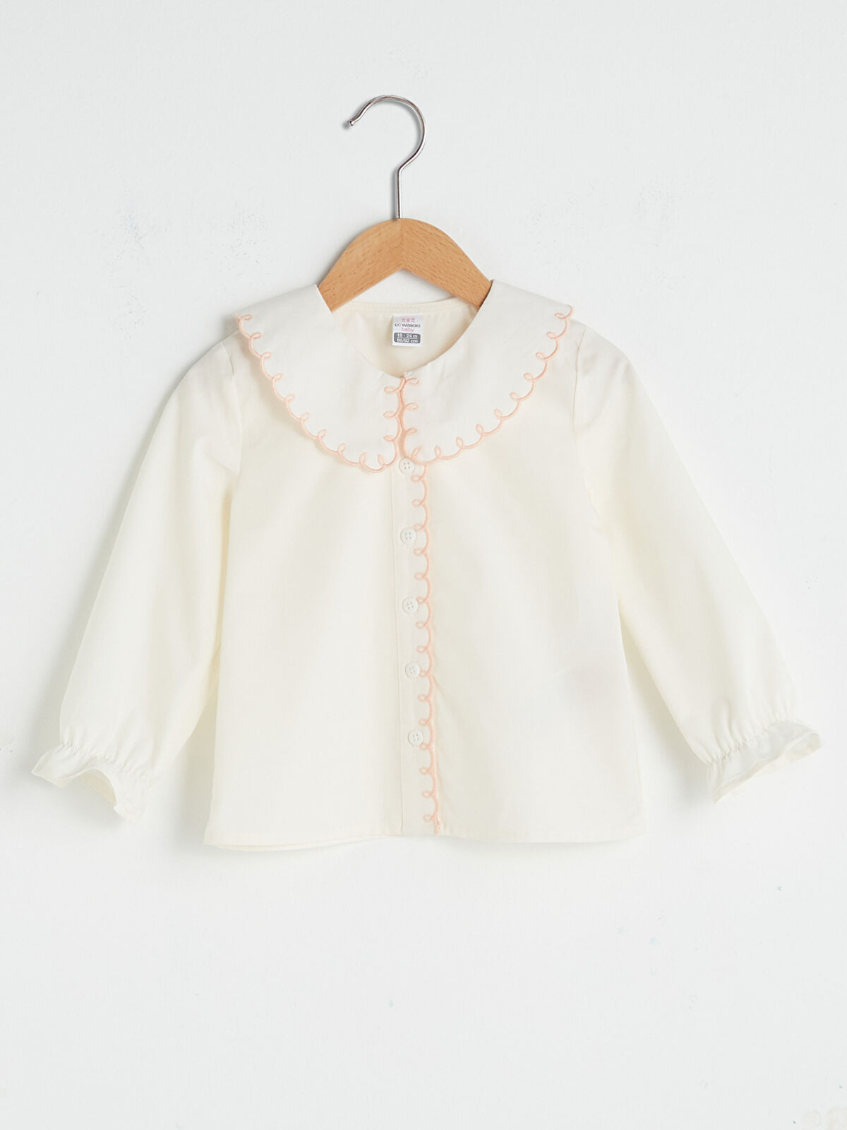 Bebe Yaka Nakışlı Pamuklu Kız Bebek Gömlek