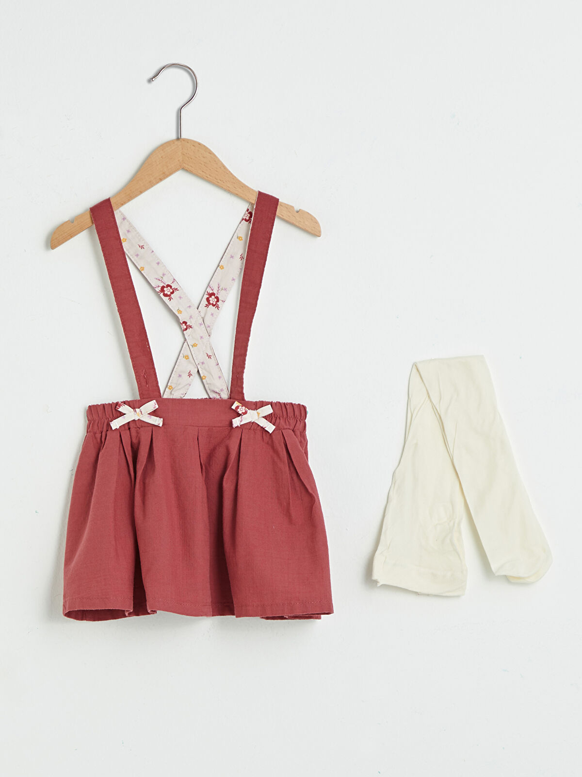 Poplin Kız Bebek Etek ve Külotlu Çorap 2'li