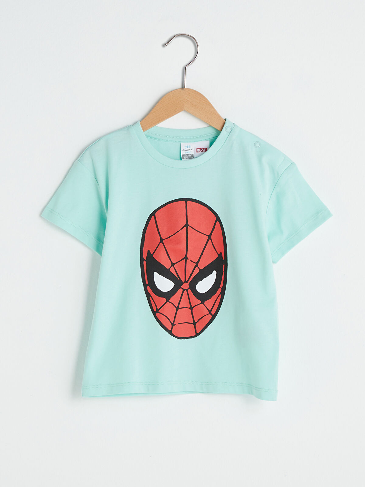 Bisiklet Yaka Kısa Kol Spiderman Baskılı Erkek Bebek Tişört