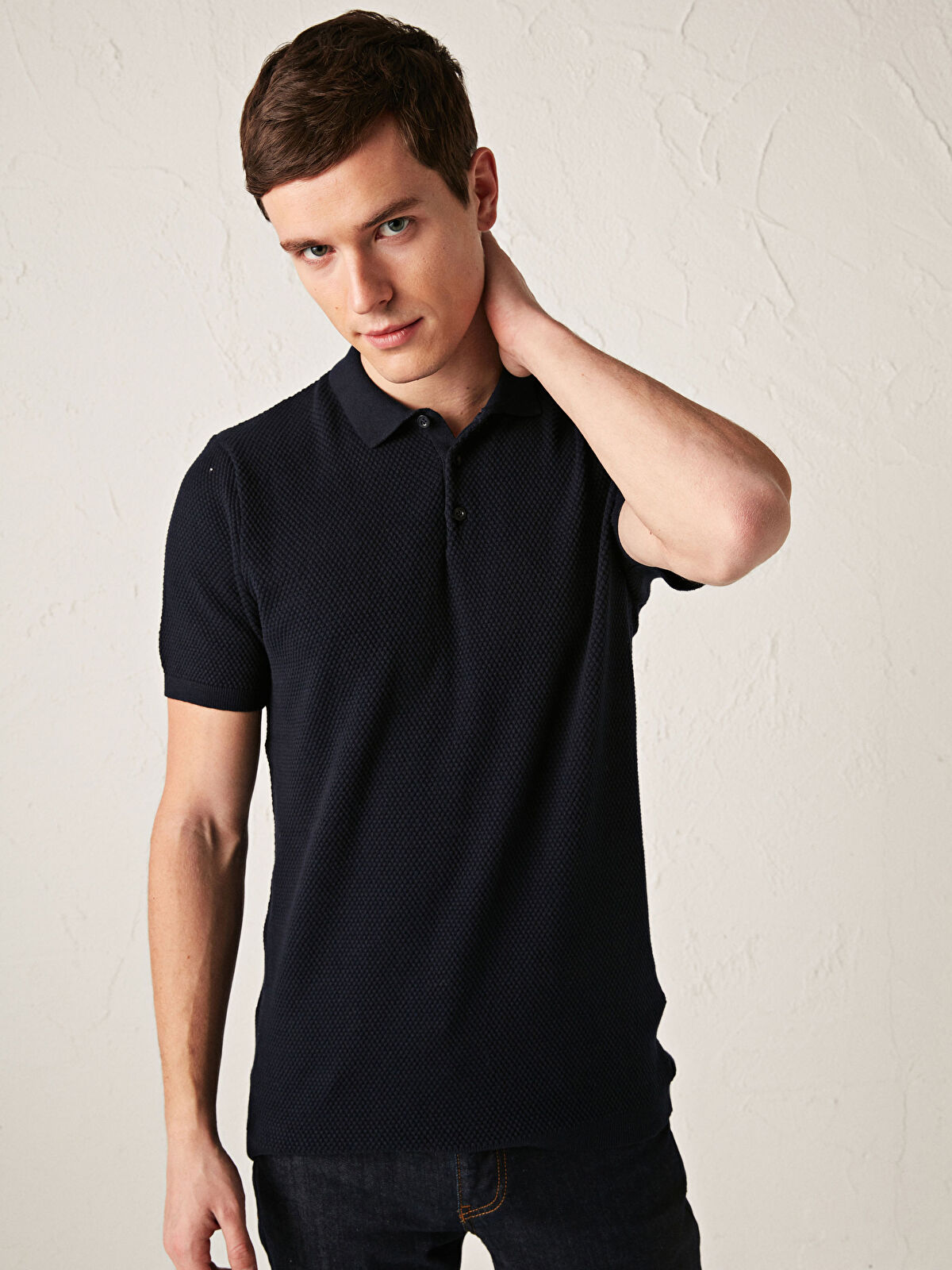 LCW VISION Polo Yaka Kısa Kollu İnce Triko Kazak