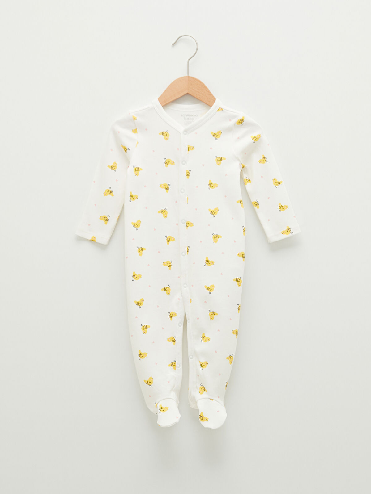 V Yaka Uzun Kollu Desenli Unisex Bebek Tulum