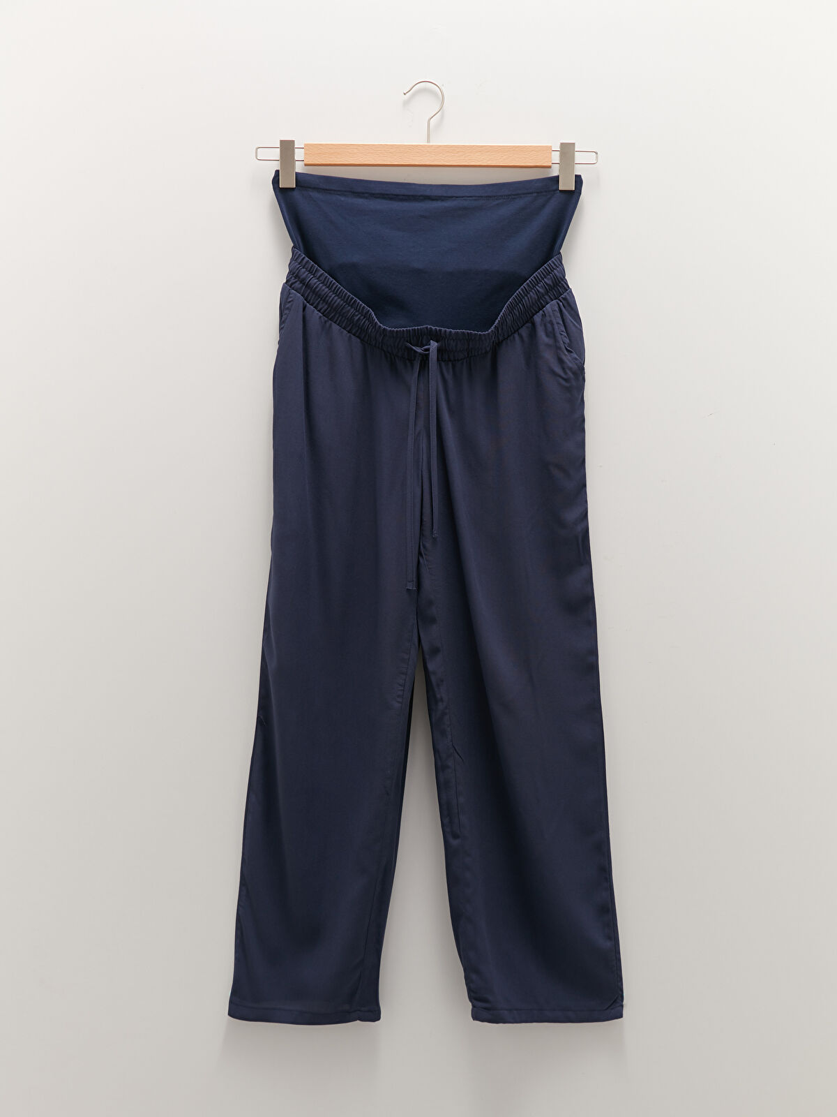 Karın Panelli Cep Detaylı Bol Paça Viskon Hamile Pantolon