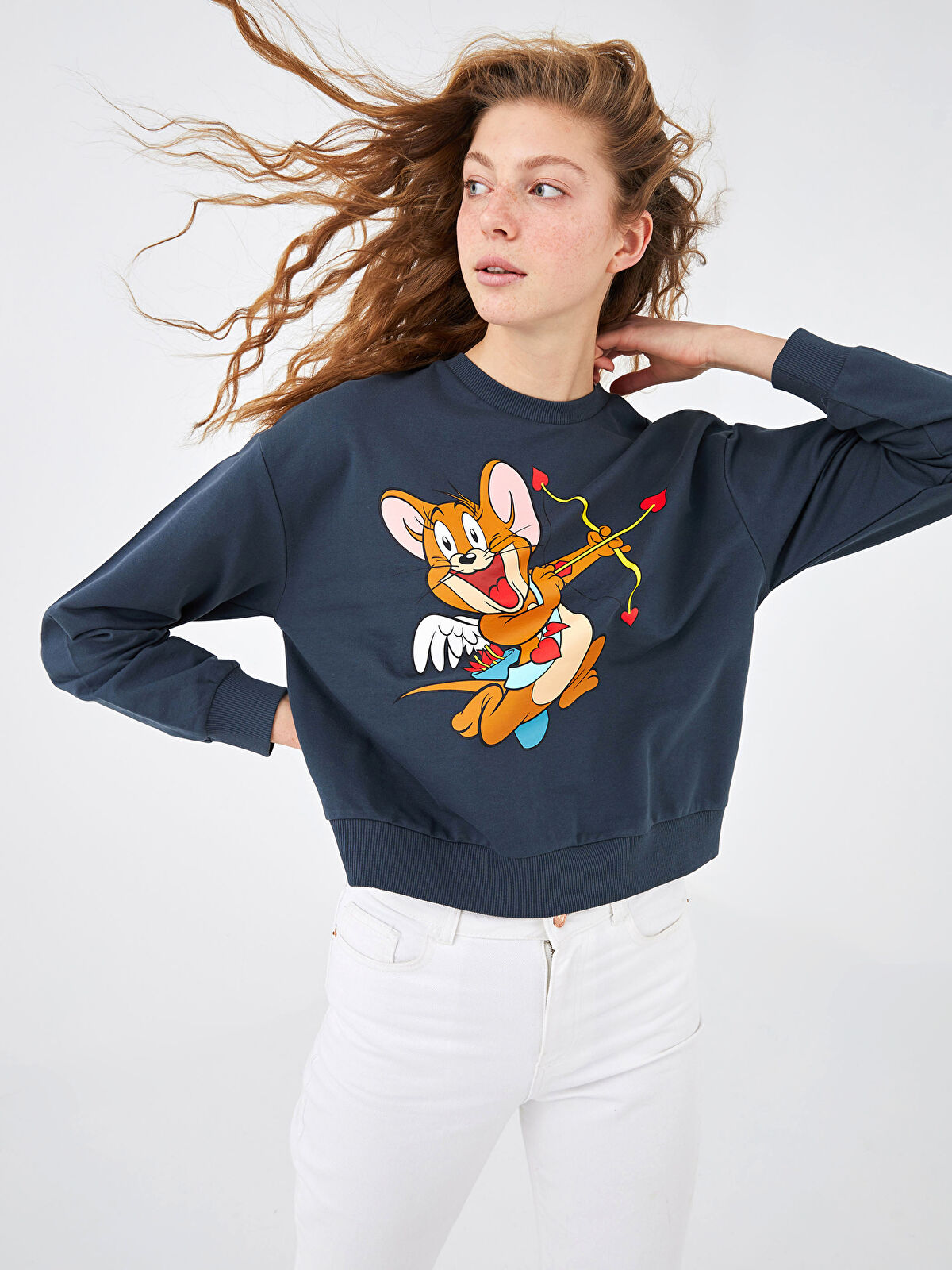 XSIDE Bisiklet Yaka Tom&Jerry Baskılı Kadın Sweatshirt
