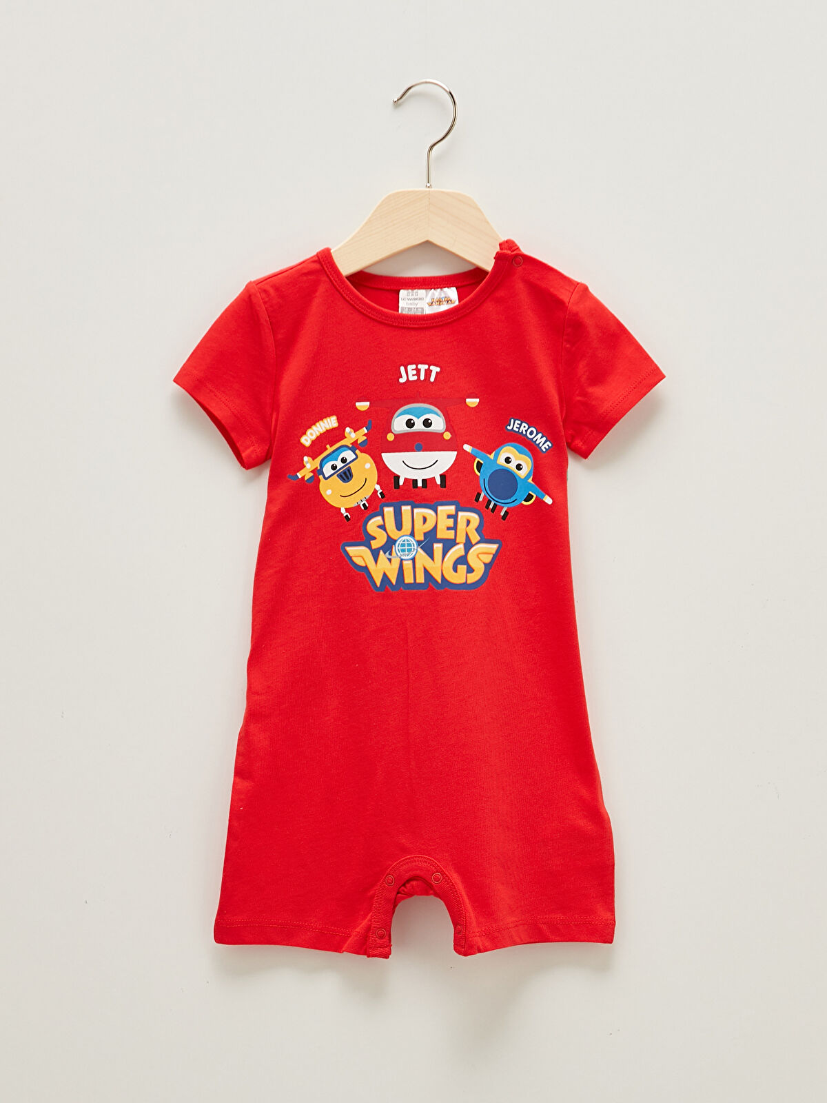 Bisiklet Yaka Kısa Kollu Harika Kanatlar Baskılı Erkek Bebek Tulum