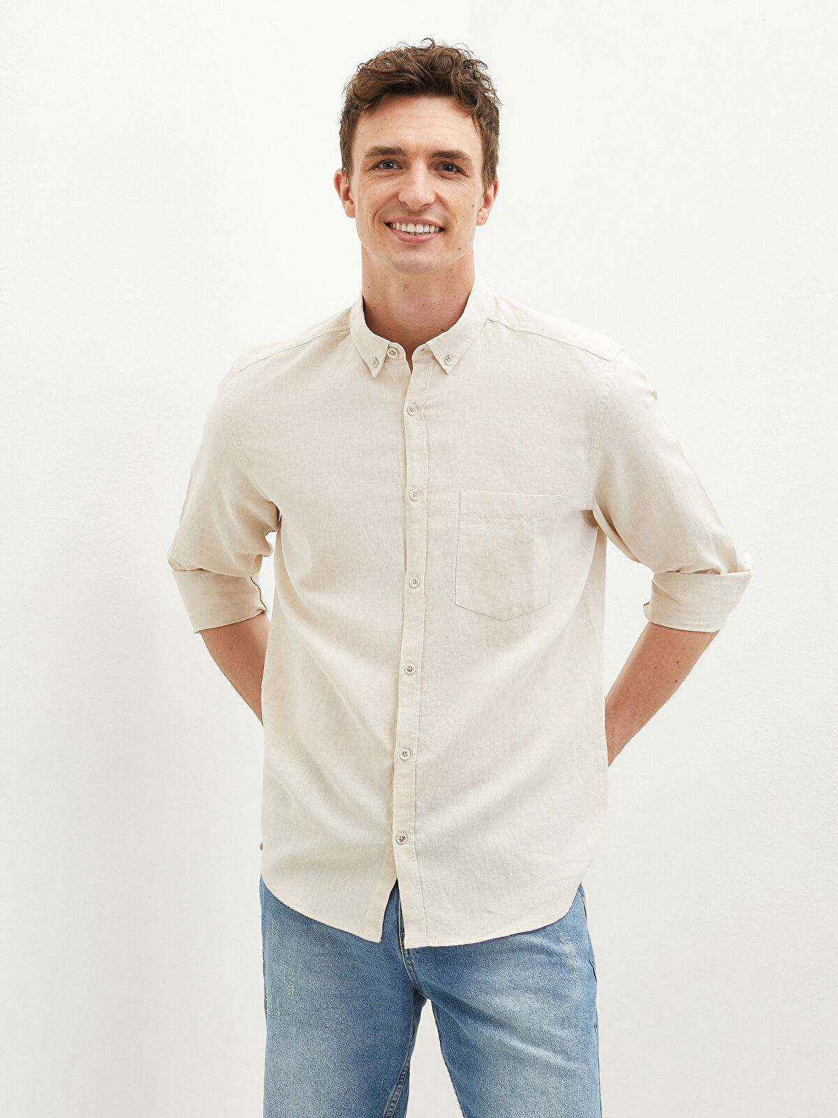 LCW CASUAL Regular Fit Uzun Kollu Gabardin Erkek Gömlek