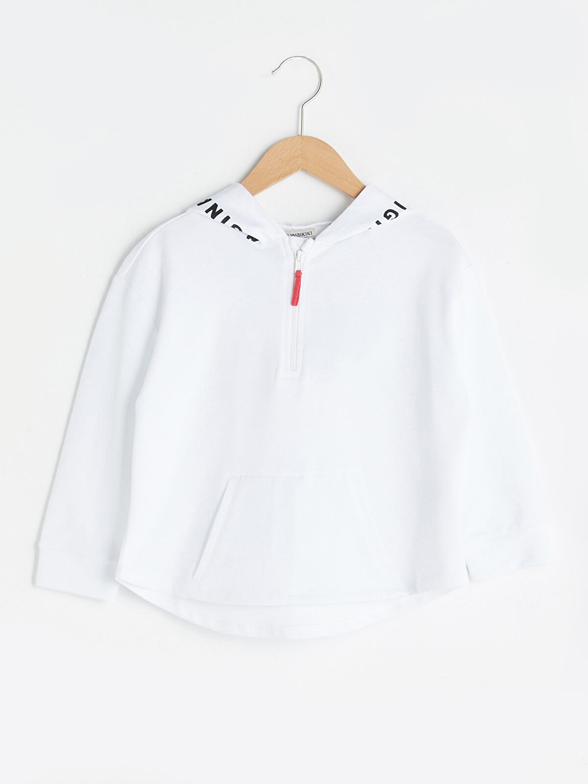 Kapüşonlu Mickey Mouse Baskılı Uzun Kollu Kız Çocuk Fermuarlı Sweatshirt