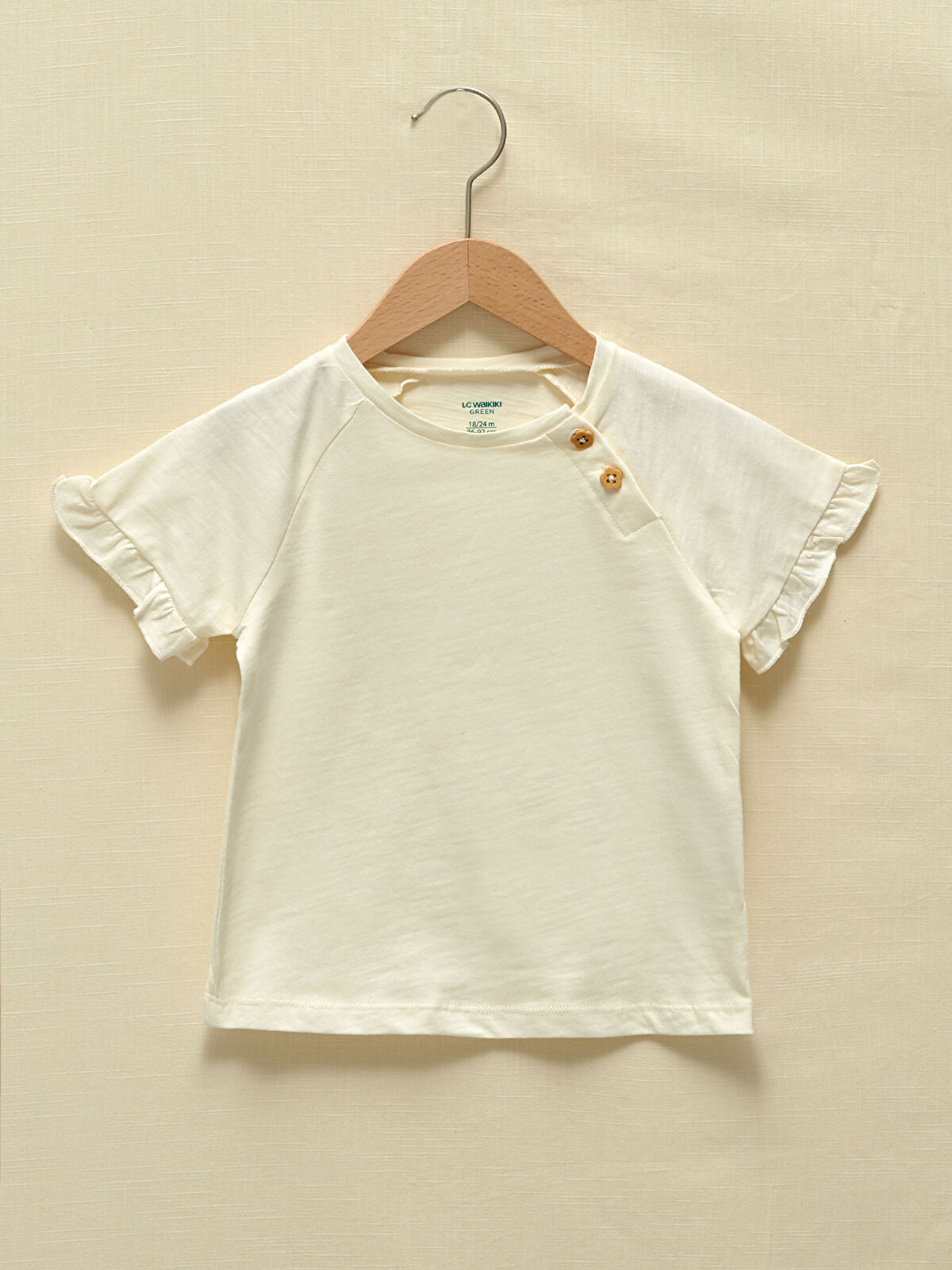 LCW GREEN Bisiklet Yaka Kısa Kol Organik Pamuklu Basic Kız Bebek Bluz
