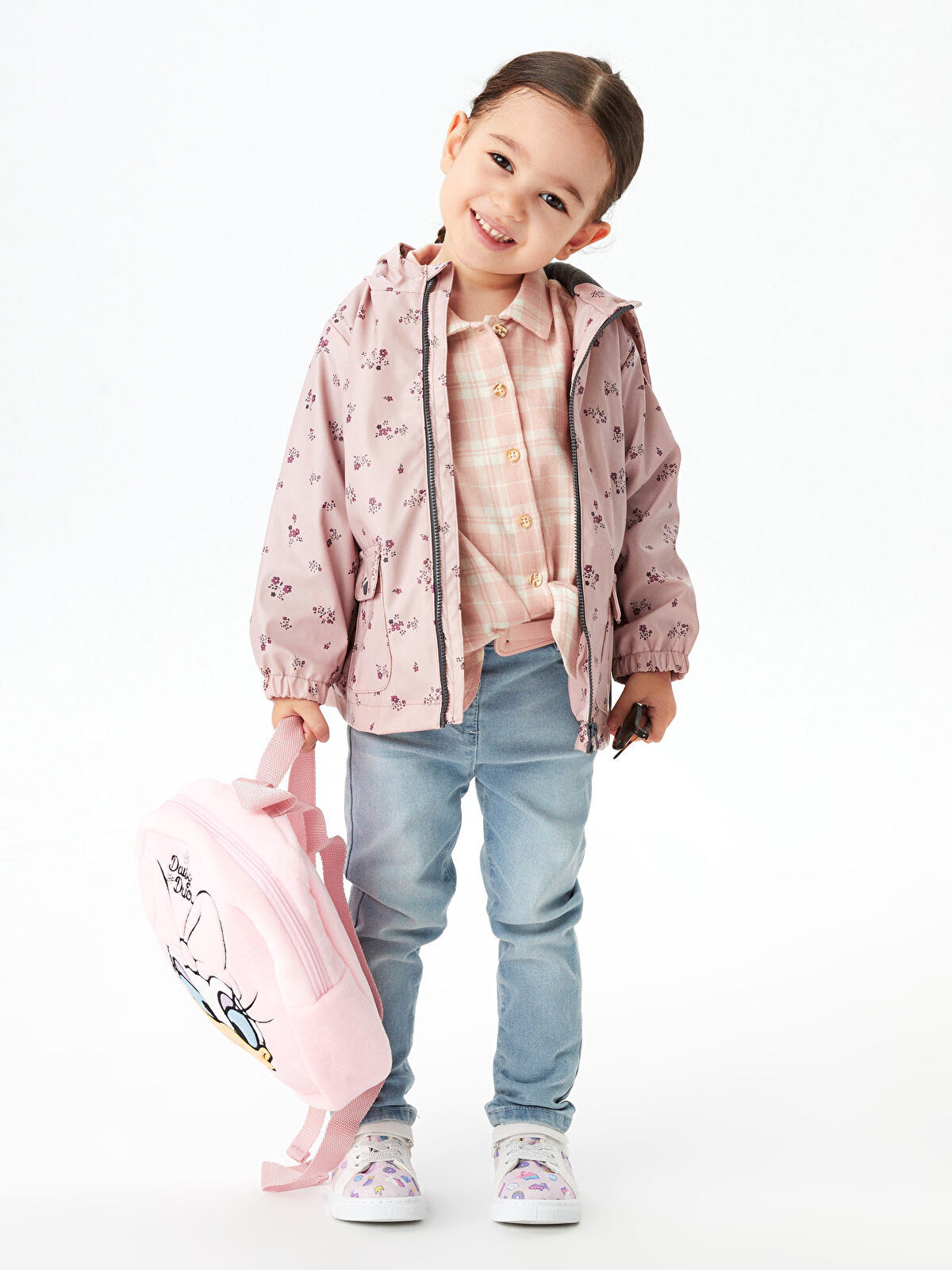 LCW GREEN Comfort Fit Basic Kız Bebek Jean Pantolon ve Kemer 2'li Takım