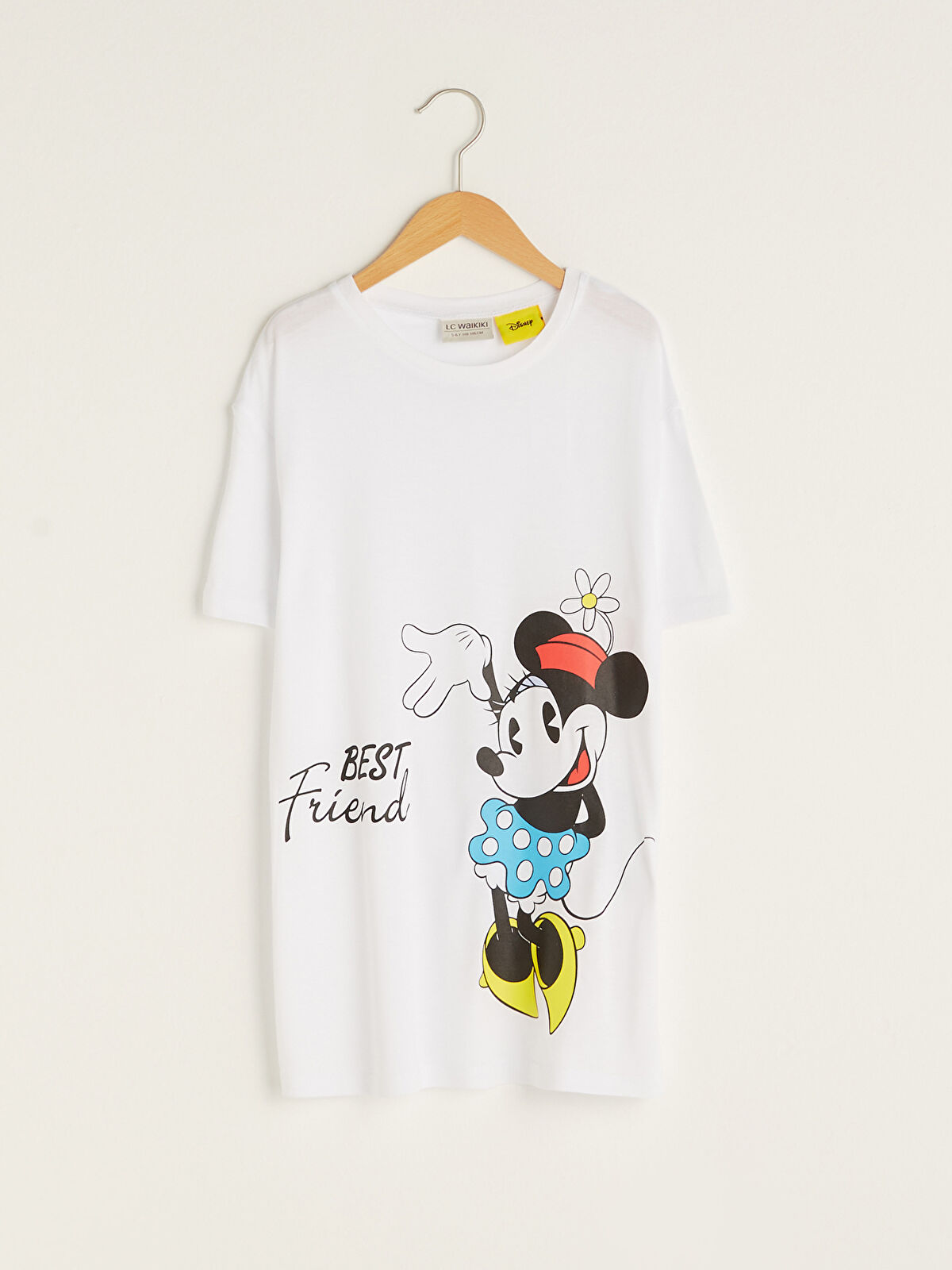 Bisiklet Yaka Disney Baskılı Kısa Kollu Kız Çocuk Tişört