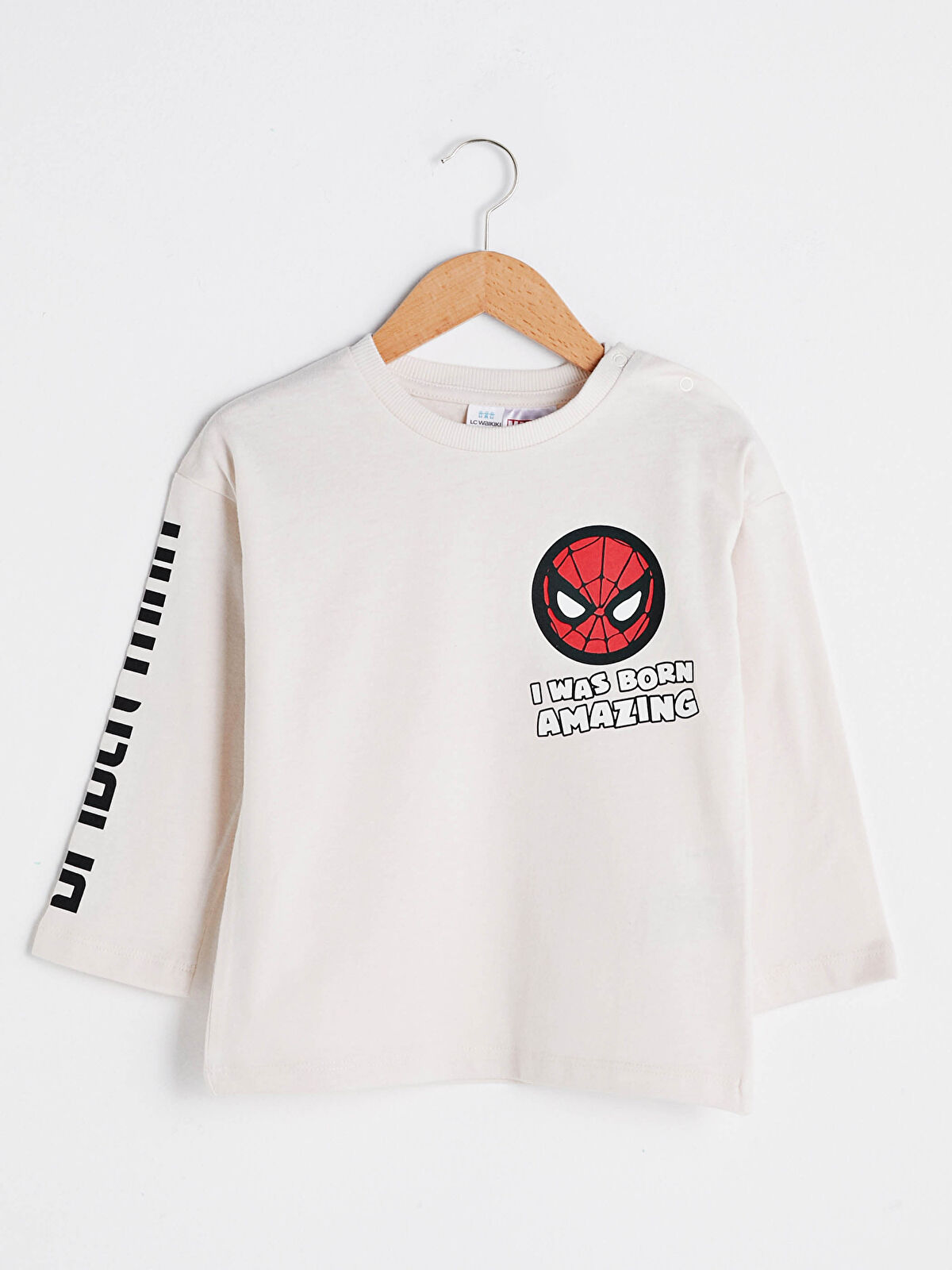 Bisiklet Yaka Uzun Kol Spiderman Baskılı Erkek Bebek Tişört