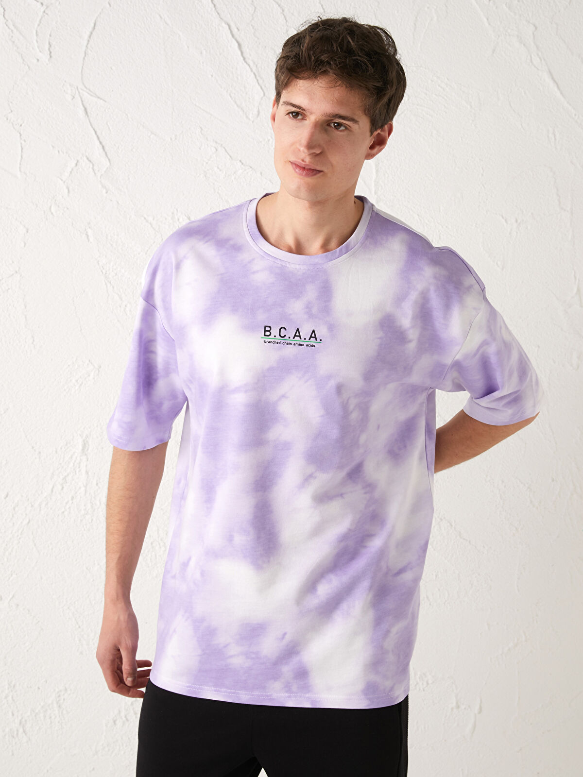 LCW SPORTS Bisiklet Yaka Kısa Kollu Desenli Aktif Spor Erkek Tişört