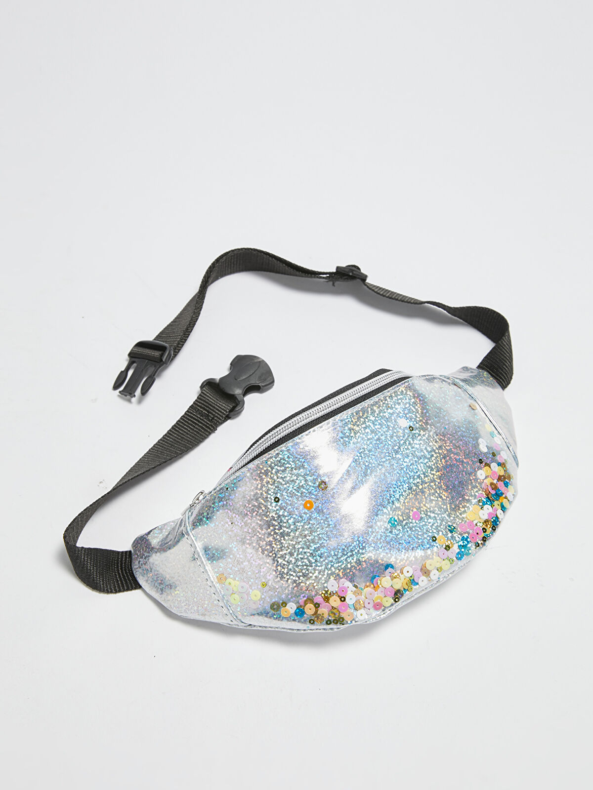 Pul Detaylı Hologram Kumaş Kız Çocuk Bel Çantası