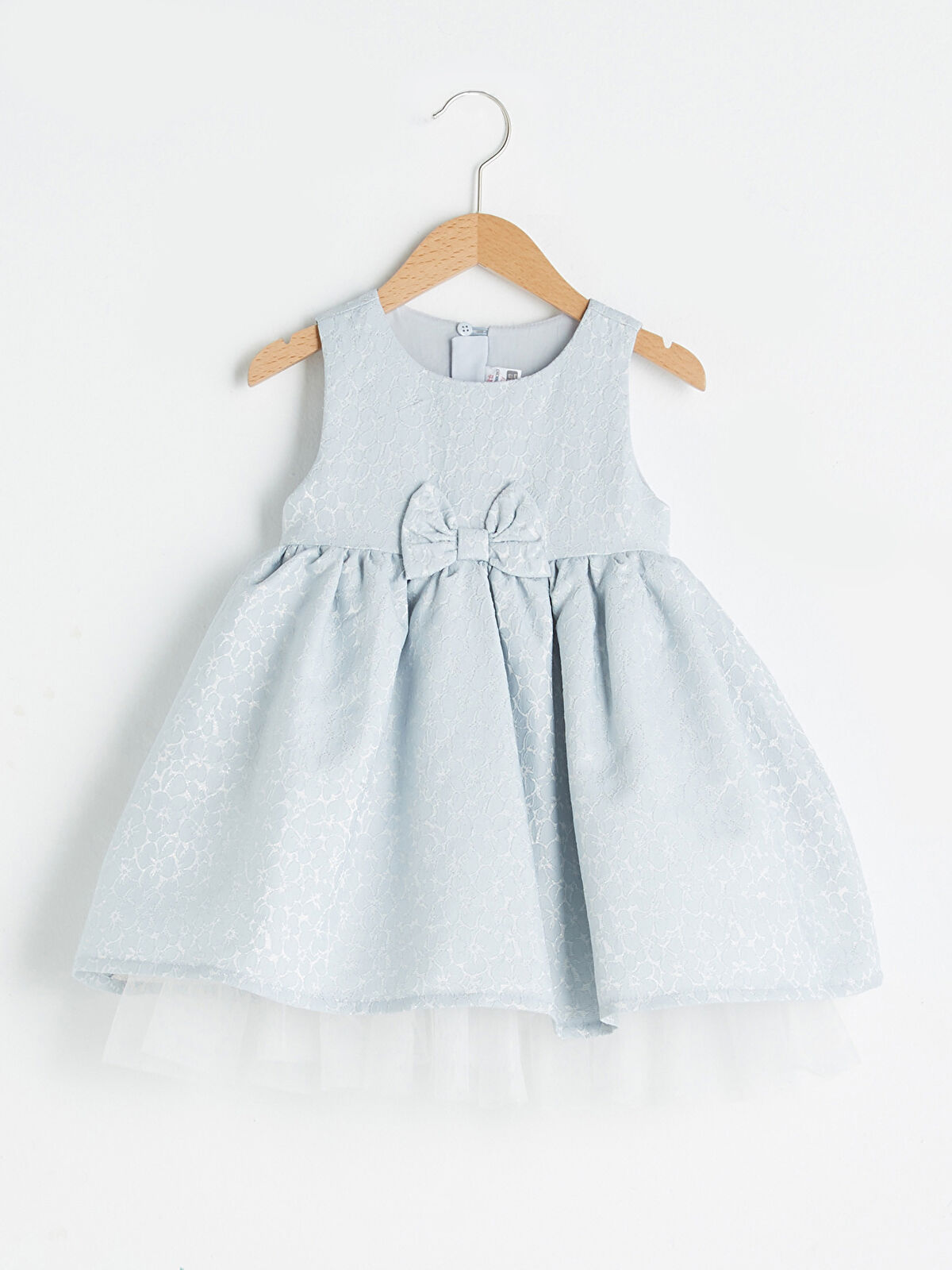 Bisiklet Yaka Fiyonk Detaylı Desenli Kız Bebek Elbise Bisiklet Yaka Fiyonk Detaylı Desenli Kız Bebek Elbise