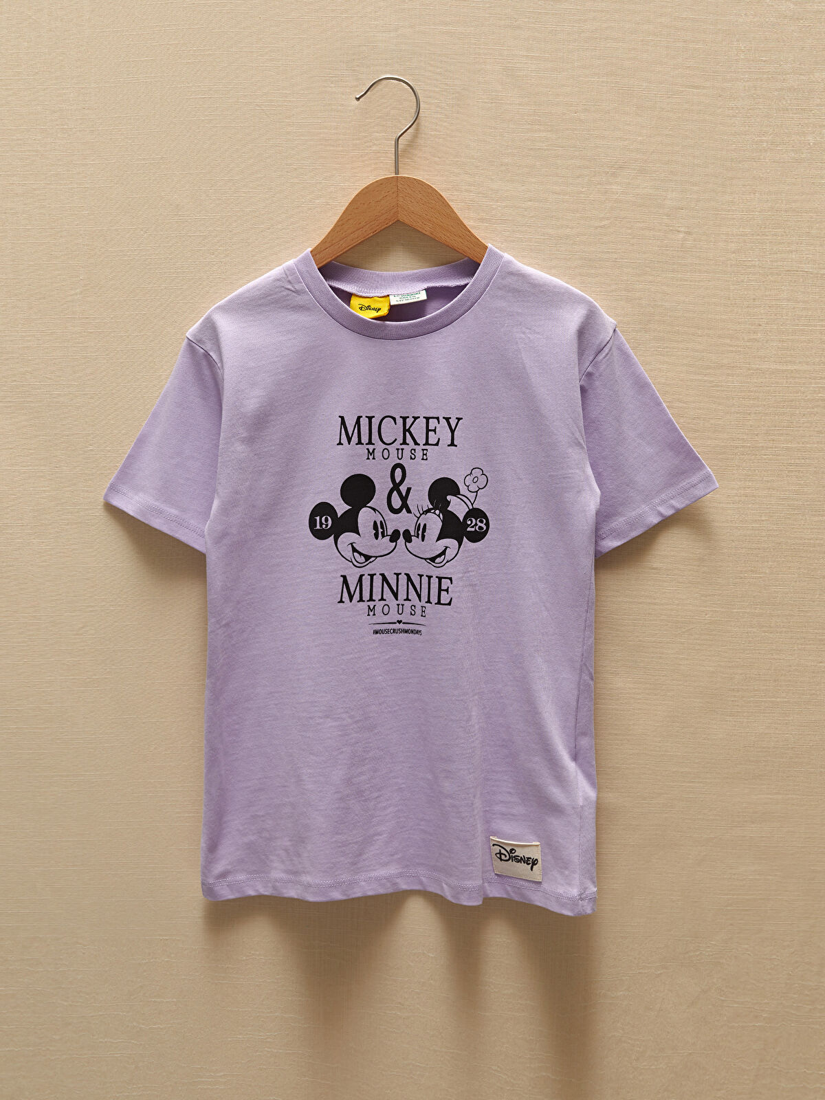 LCW GREEN Bisiklet Yaka Minnie ve Mickey Mouse Baskılı Kısa Kollu Organik Pamuklu Kız Çocuk Tişört