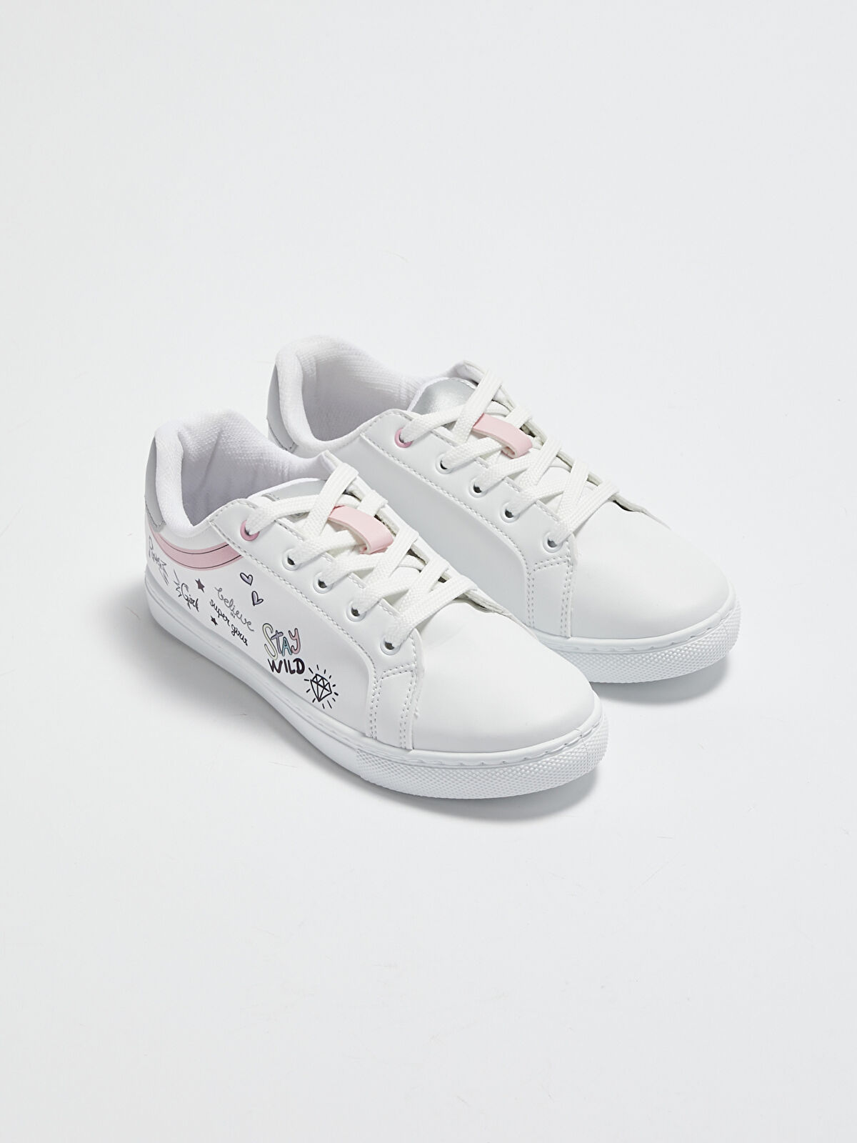 Baskı Detaylı Bağcıklı Kız Çocuk Spor Ayakkabı