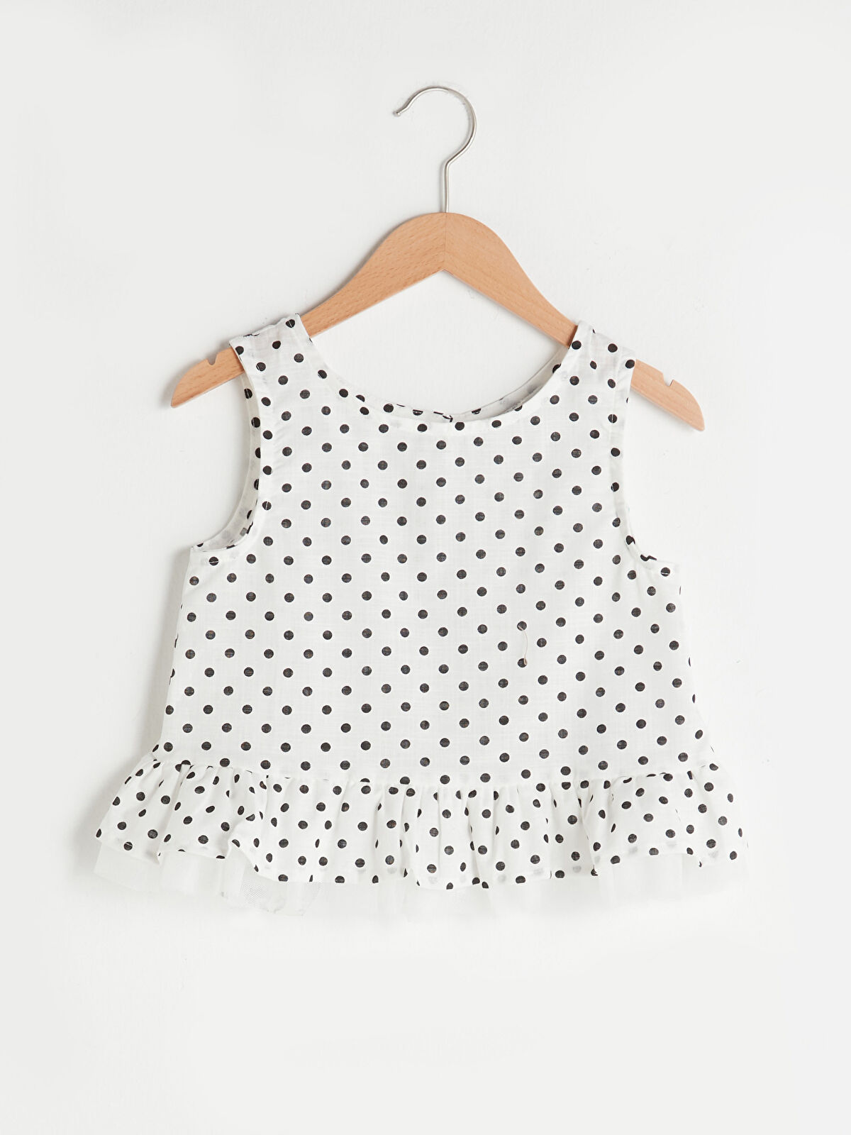 Bisiklet Yaka Puantiyeli Pamuklu Kız Çocuk Bluz Bisiklet Yaka Puantiyeli Pamuklu Kız Çocuk Bluz