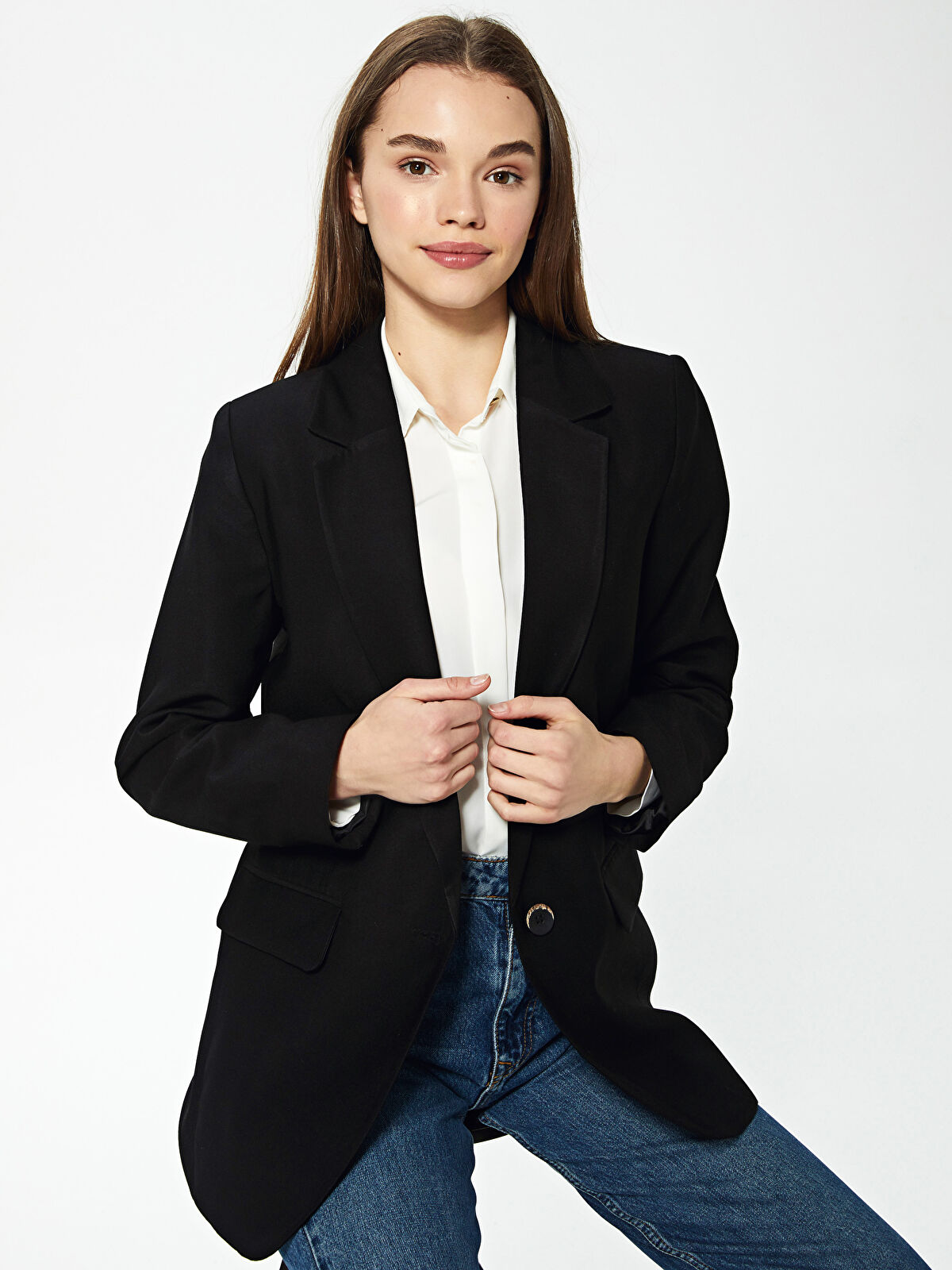 LCW VISION Düğme Kapamalı Düz Uzun Kollu Kadın Blazer Ceket