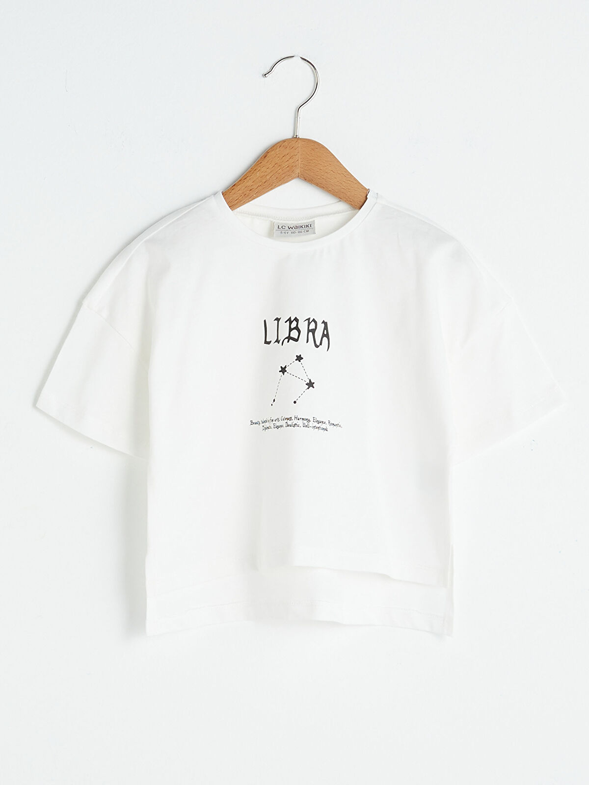 Bisiklet Yaka Terazi Burç Baskılı Kısa Kollu Kız Çocuk Tişört Bisiklet Yaka Terazi Burç Baskılı Kısa Kollu Kız Çocuk Tişört