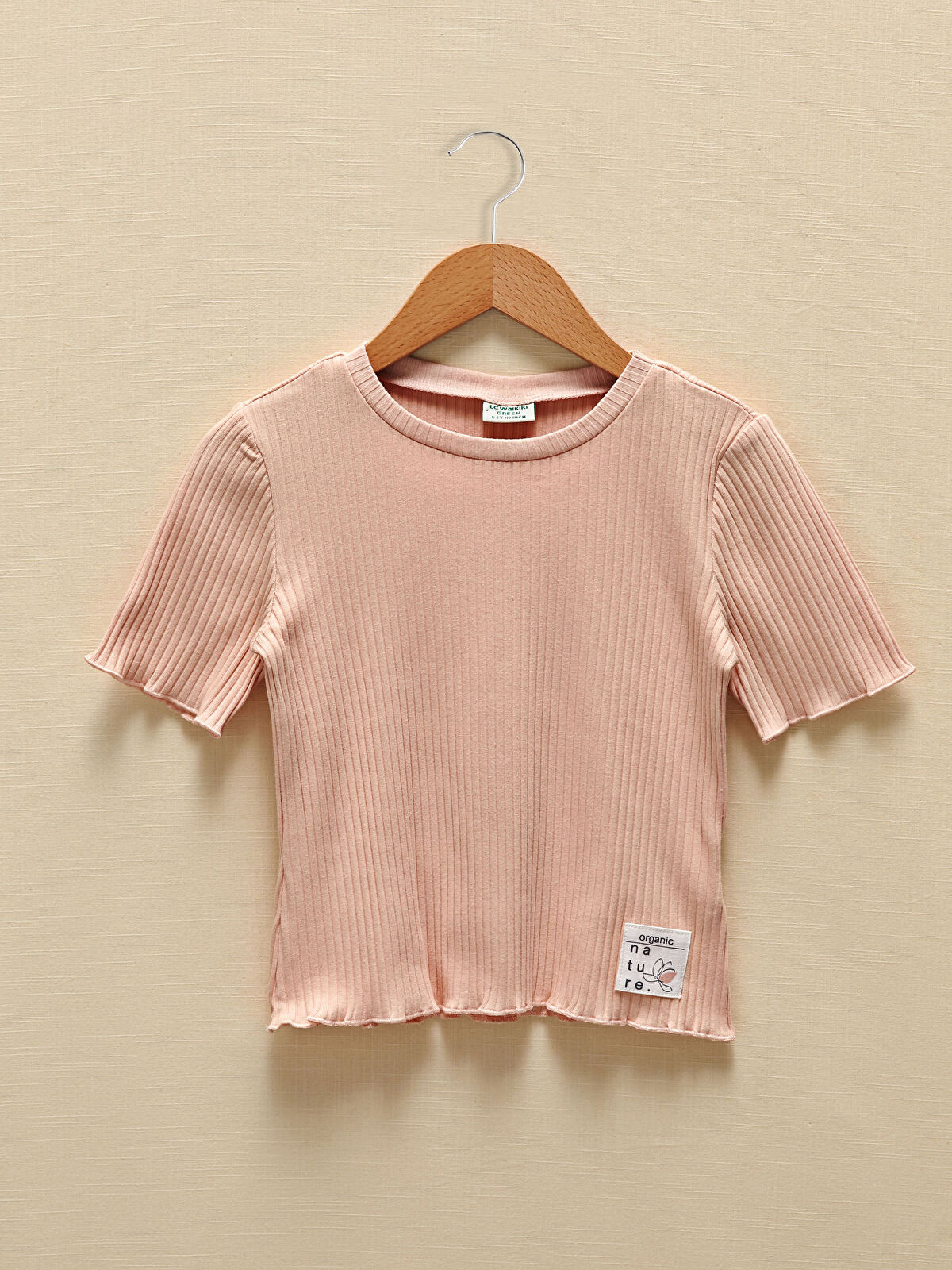 LCW GREEN Bisiklet Yaka Basic Kısa Kollu Organik Pamuklu Kız Çocuk Tişört