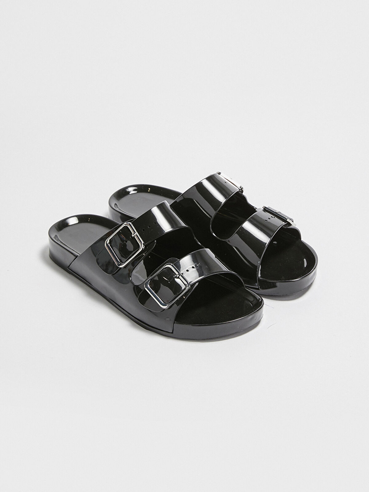 Parlak Görünümlü Çift Bantlı Kadın Plaj Terliği