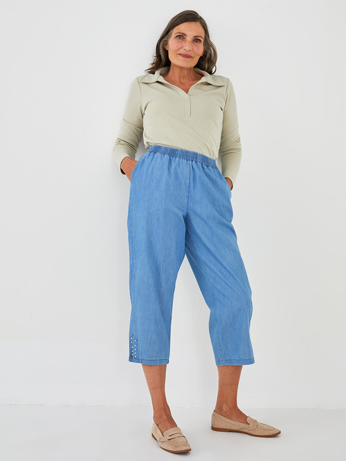 LCW GRACE Beli Lastikli Cep Detaylı Kadın Jean Capri