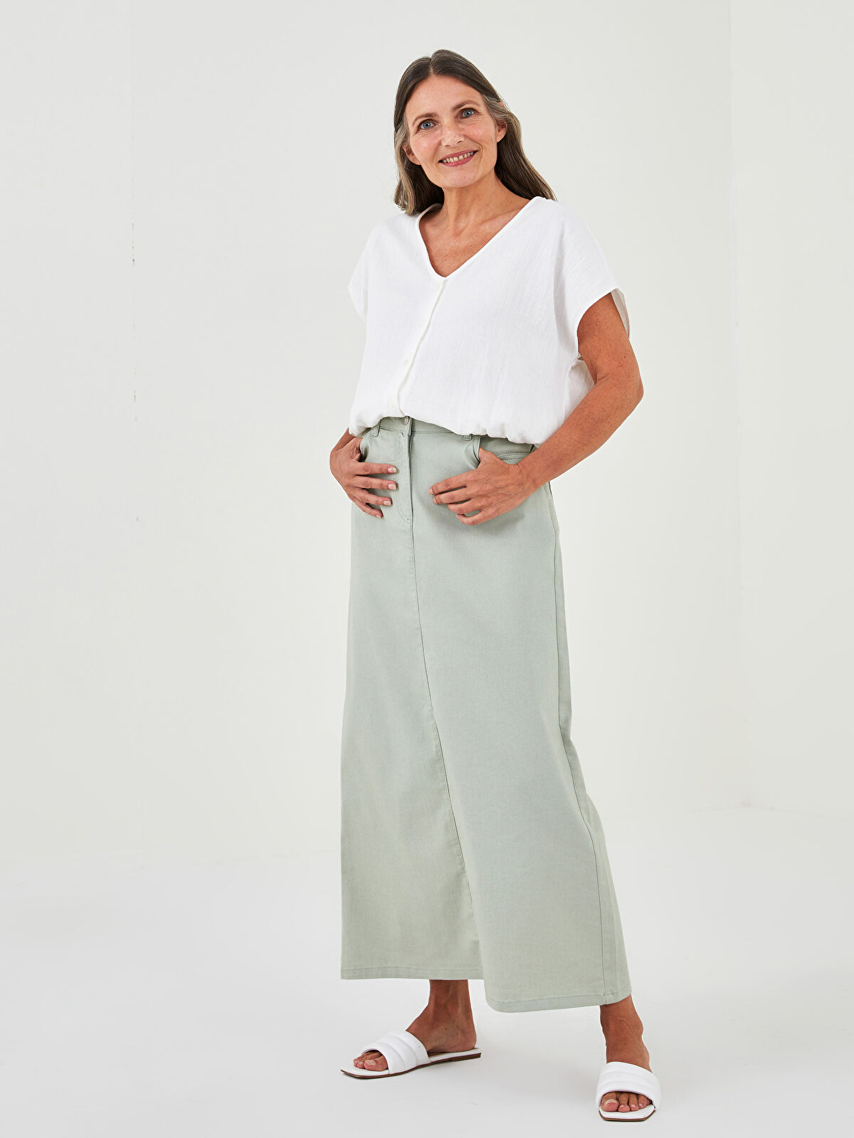 LCW GRACE Cep Detaylı Gabardin Kumaş Kadın Etek