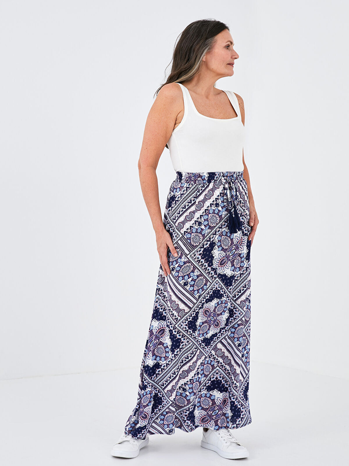 LCW GRACE Beli Lastikli Desenli A Kesim Krinkle Kumaş Kadın Etek LCW GRACE Beli Lastikli Desenli A Kesim Krinkle Kumaş Kadın Etek