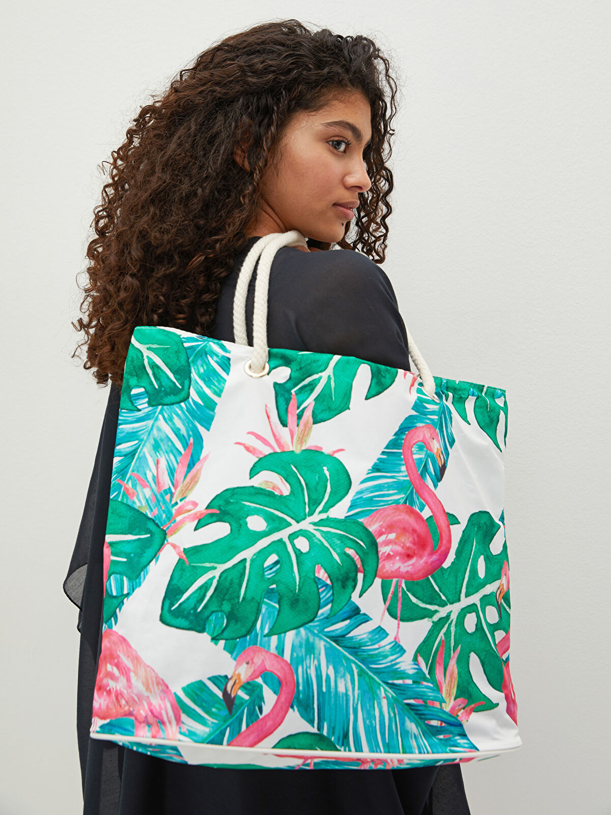 Flamingo Baskılı Plaj Çantası Flamingo Baskılı Plaj Çantası